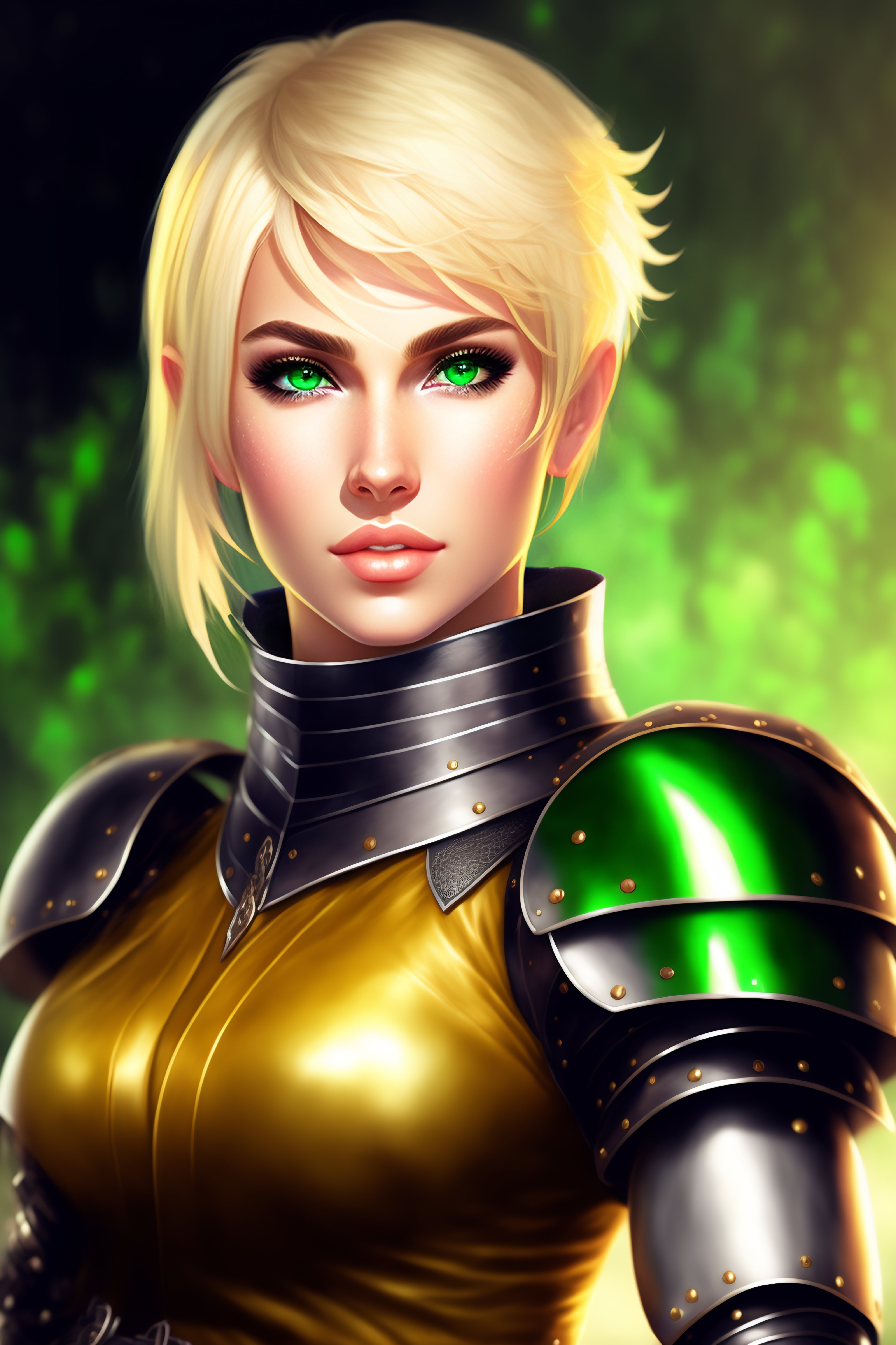 Lexica - Young adult female, leather armour, blonde hair, pixie cut ...