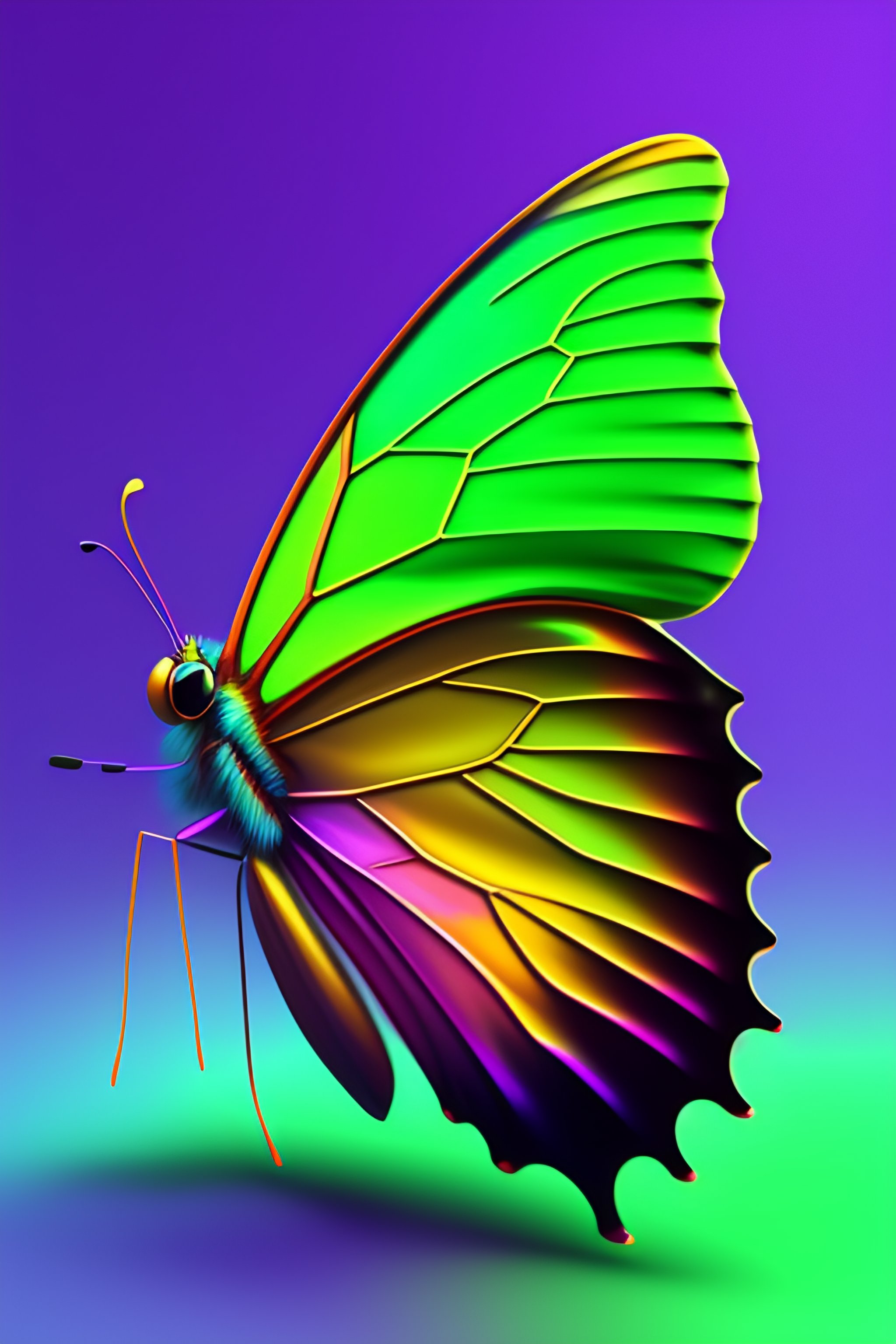 Lexica - 3d low poly butterfly, green and purple colors, step gradient ...