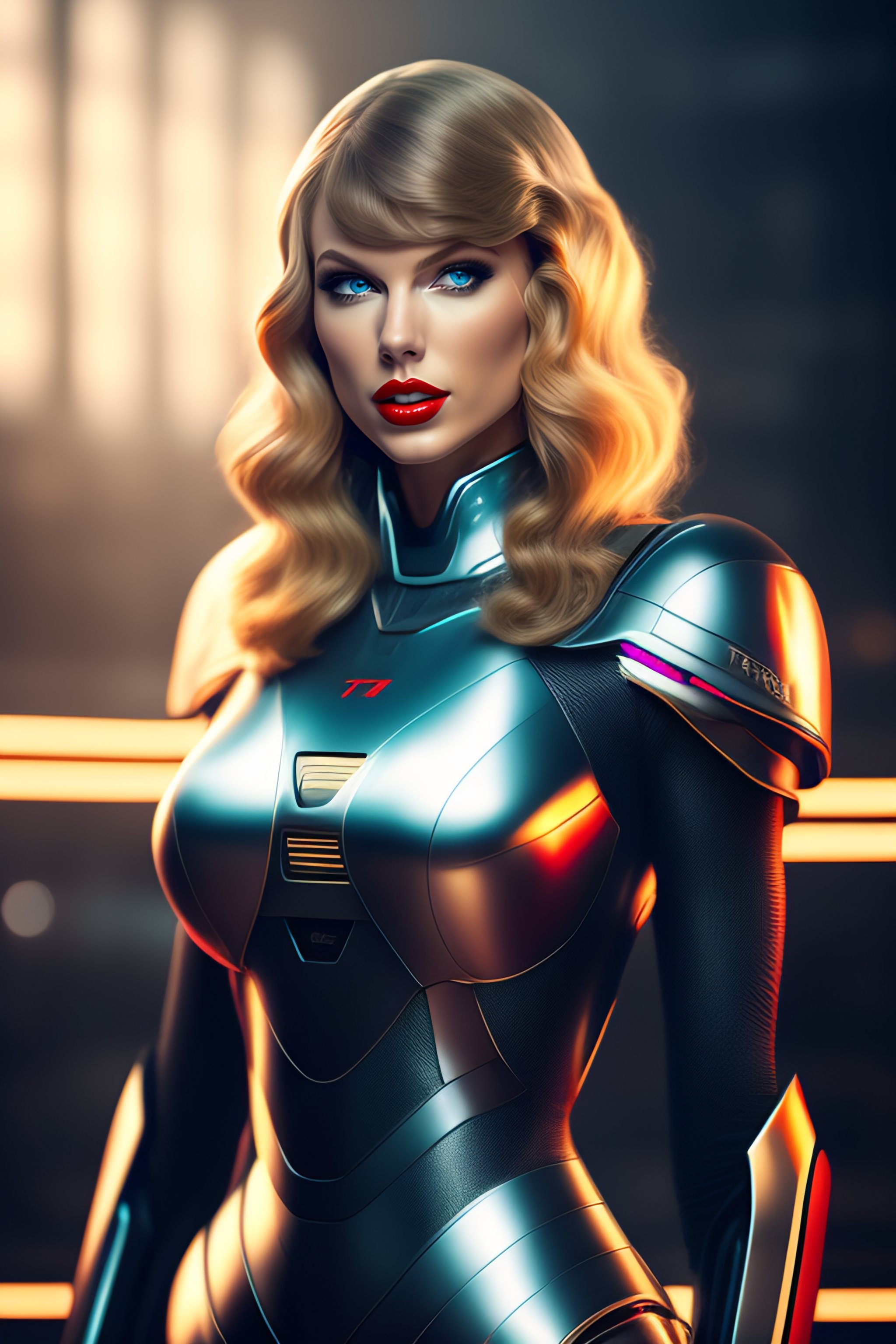 Lexica - Taylor swift as a cyborg robot with computer, a character side ...