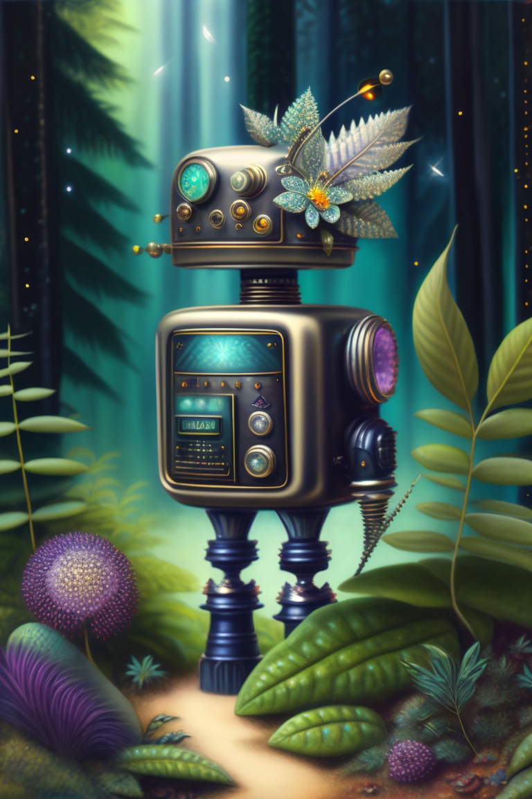 Lexica - Magic trippy silver 1950;s spiked robot with attitude, jewel ...