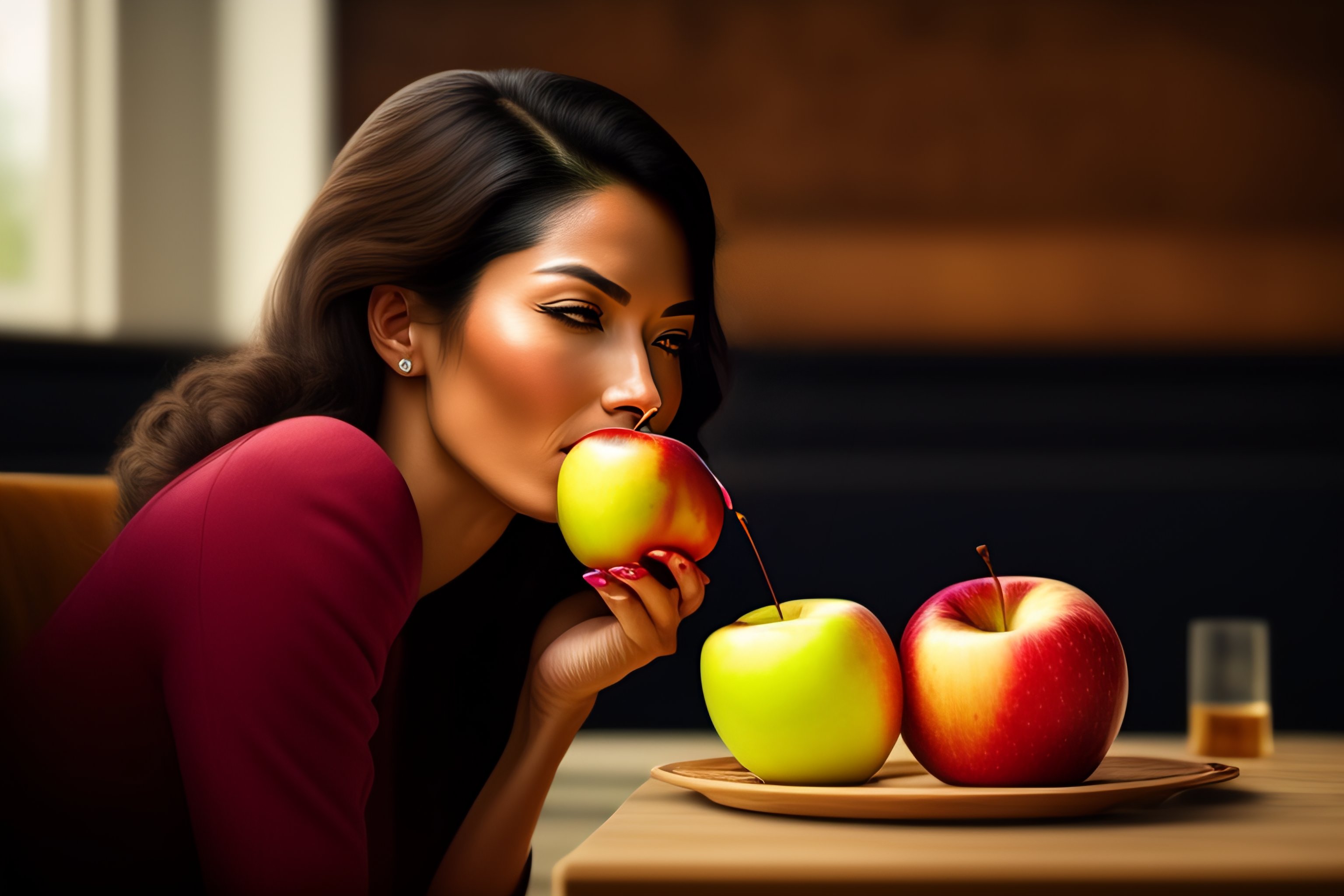 Lexica - Woman eating an apple