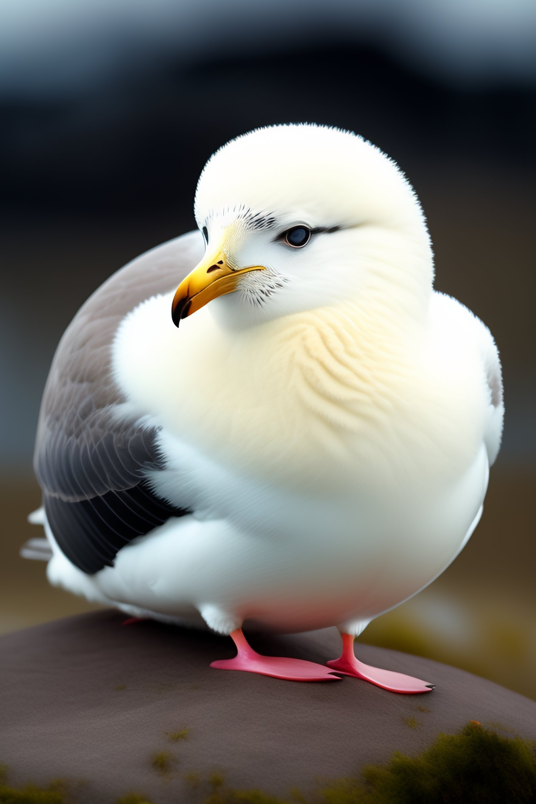 Lexica - Seagull with baby seal face and fluffy white fur gull wings