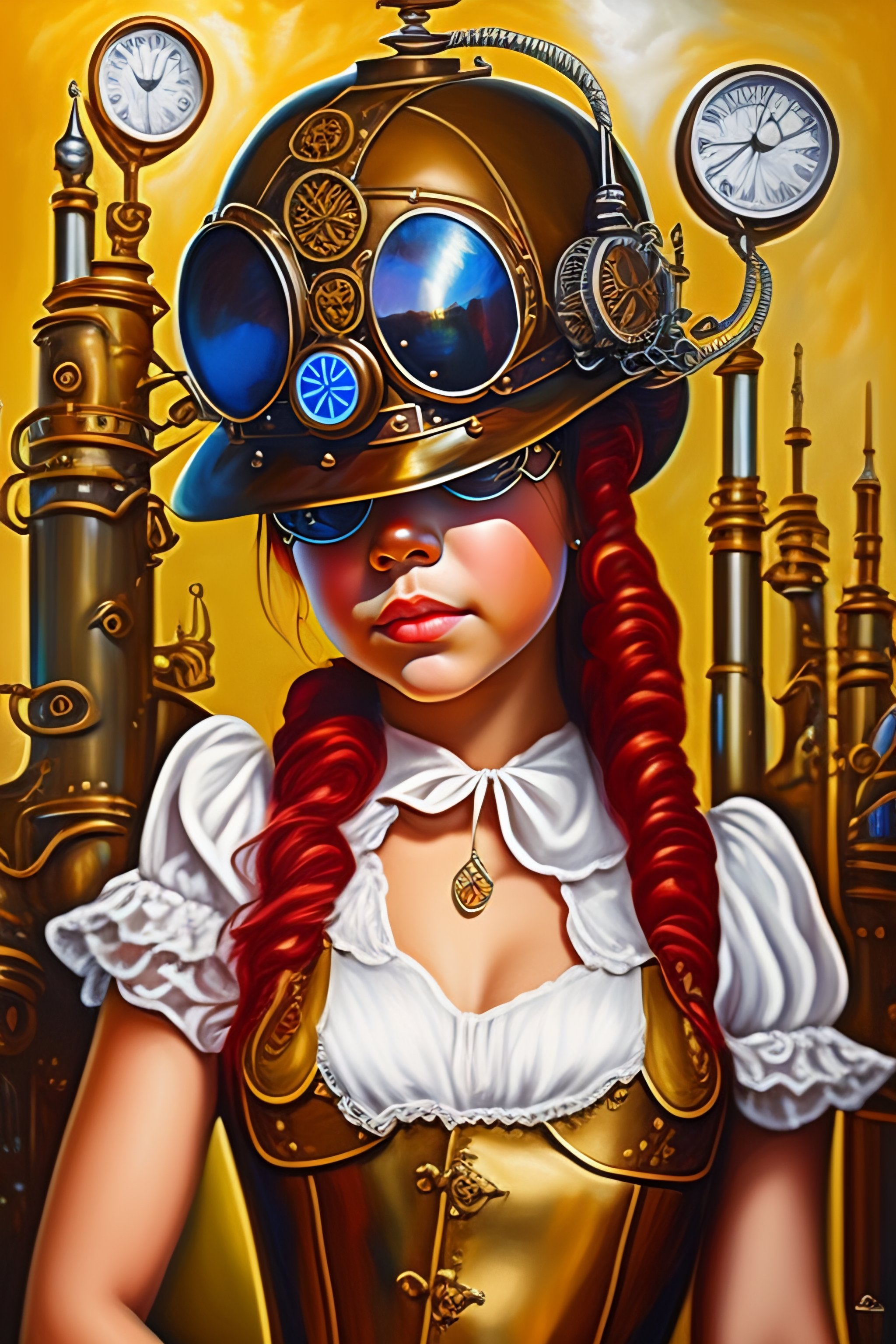 Lexica - Steampunk girl in steampunk goggles and a steampunk helmet on ...