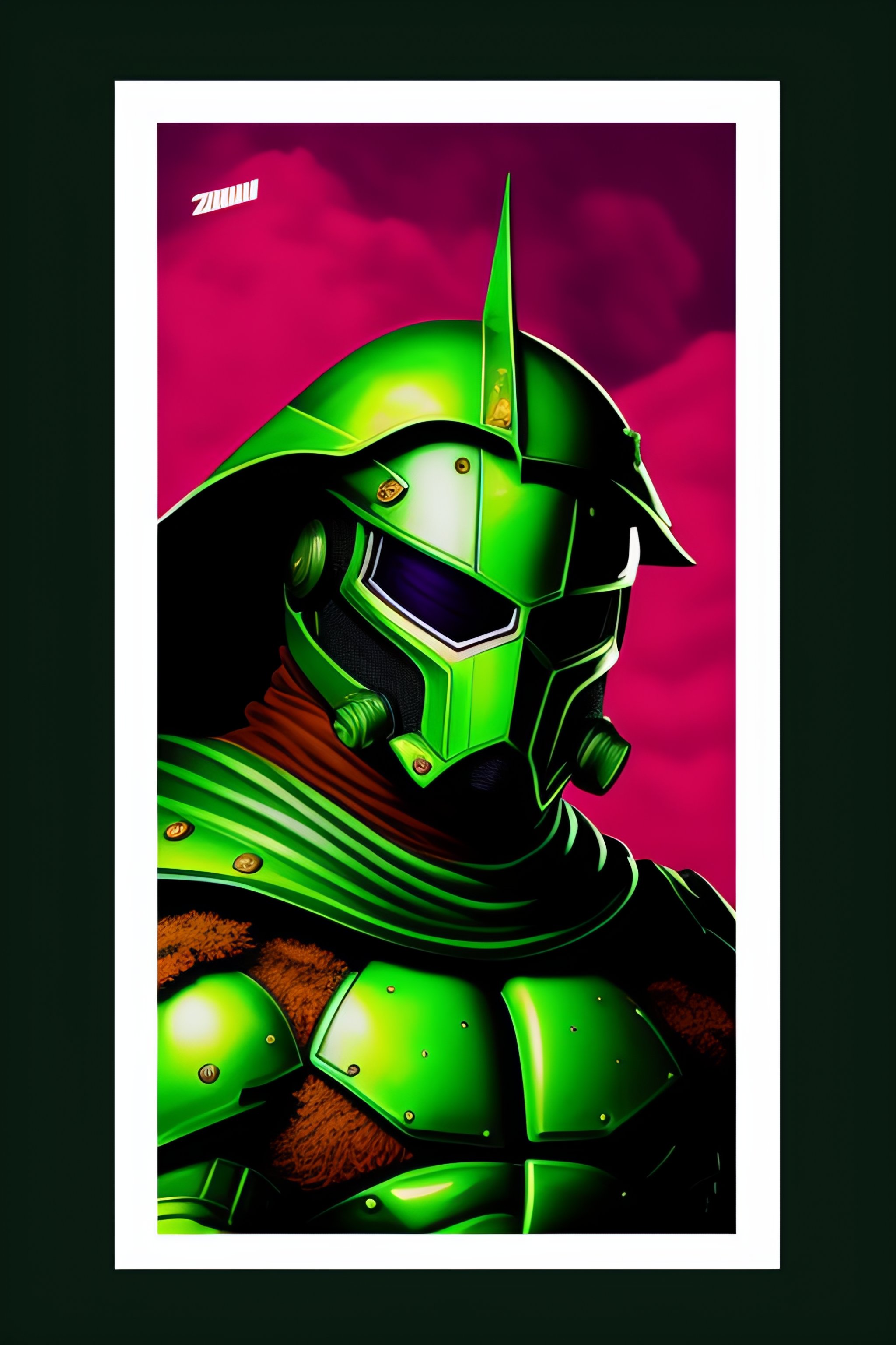 Lexica - A green turtle as the doomslayer,