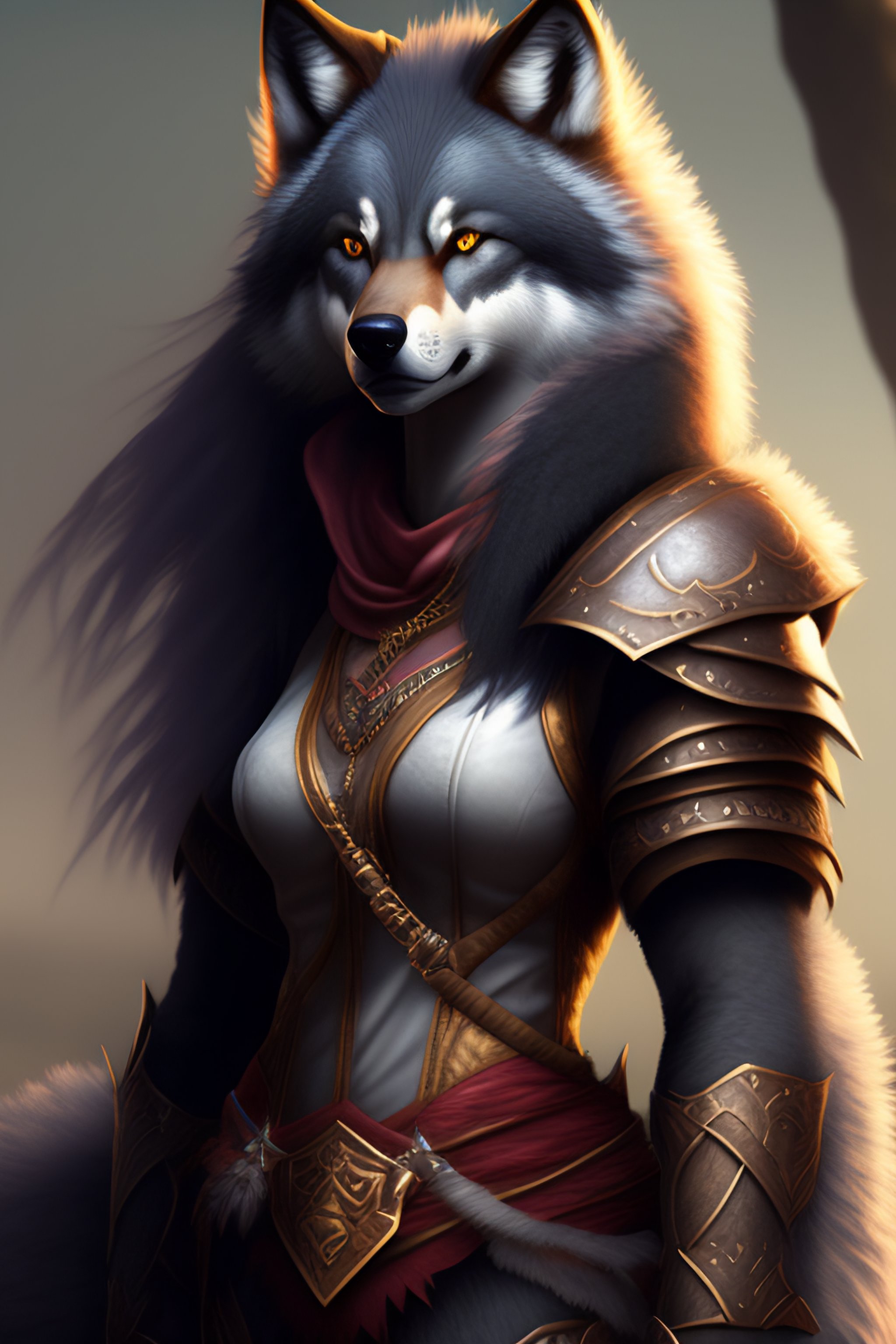 Lexica - Wolf woman, anthro furry cute, wolf female warrior, werewolf, Worgen, character design ...