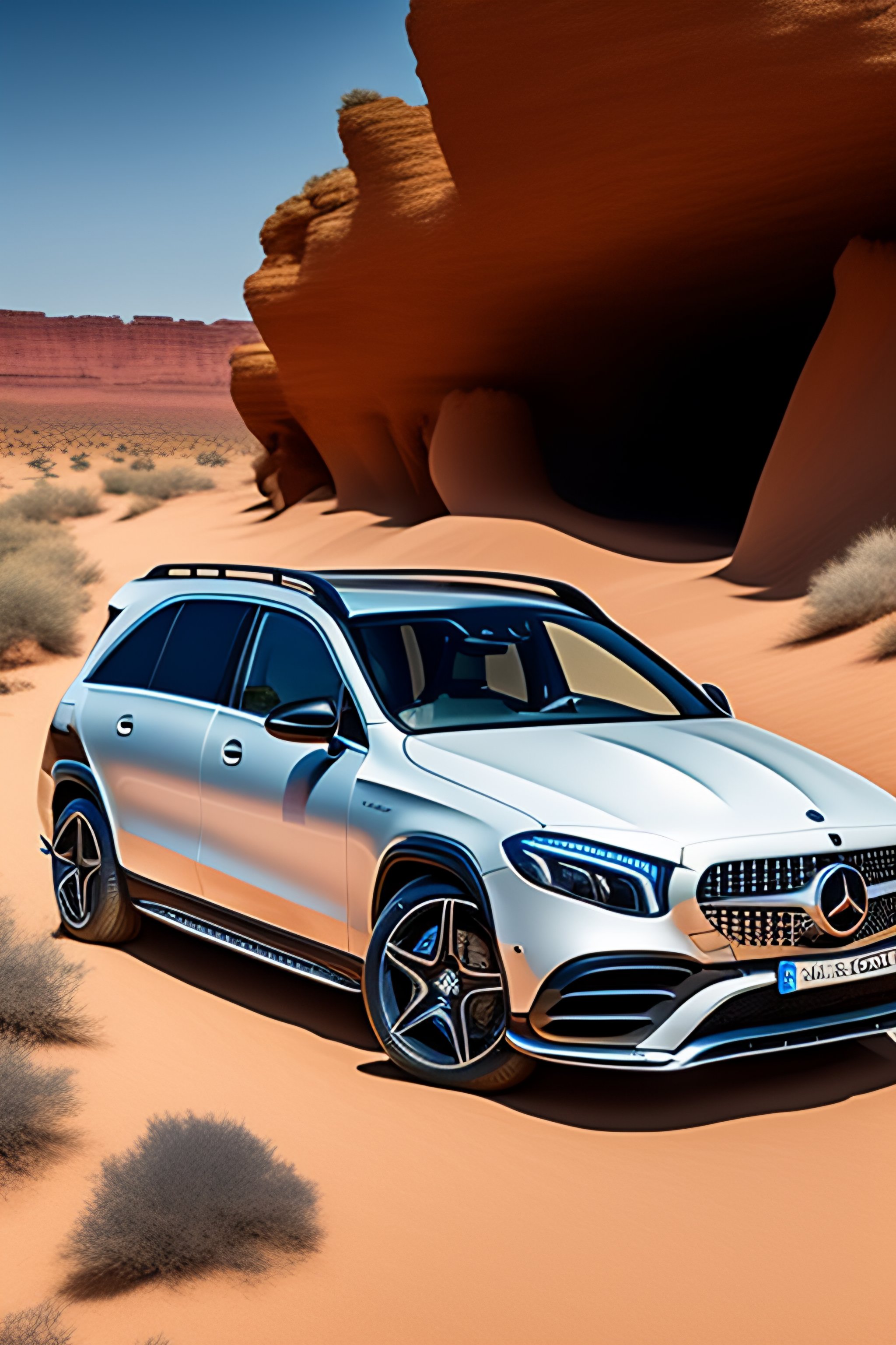 Lexica - Mercedes azul clase c 200 Amg desierto