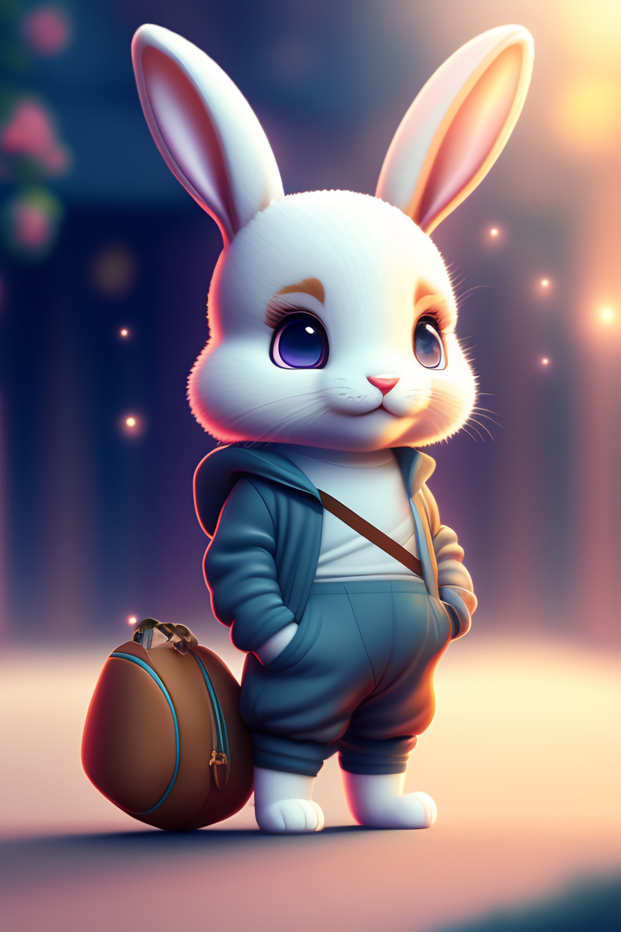 Lexica - Cute and adorable cartoon anthropomorphic rabbit in delivery ...