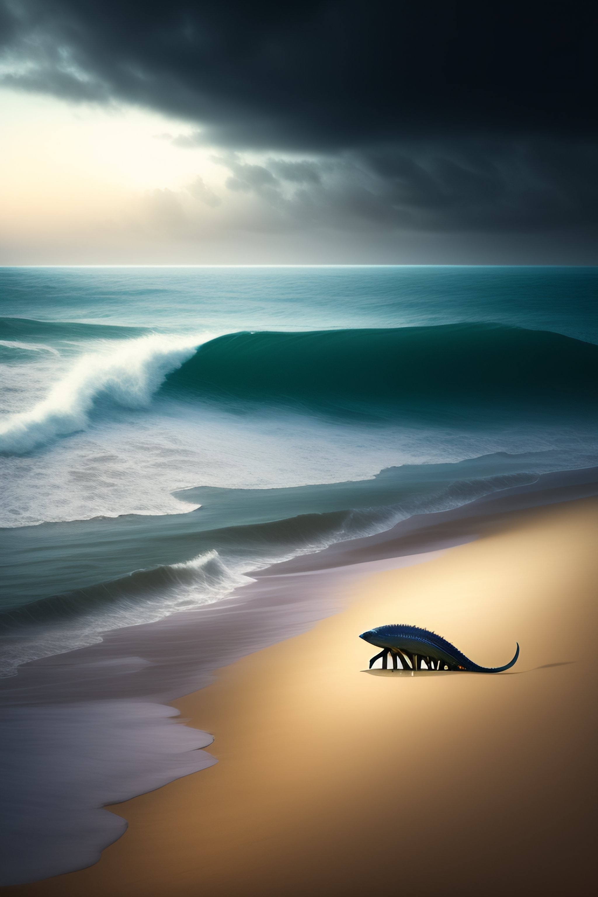 Lexica - Half human sea creature emerging from the ocean, crawling and ...