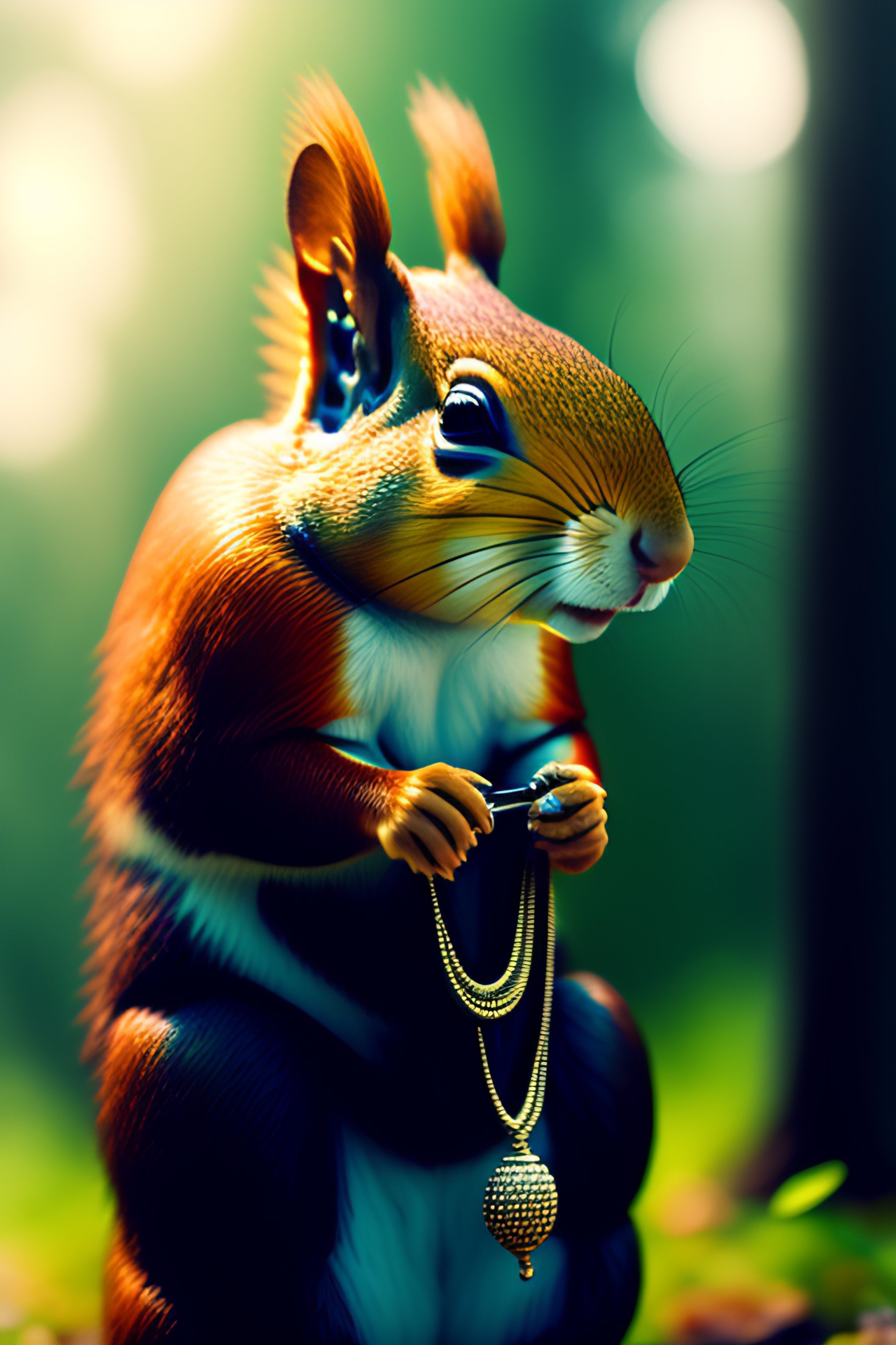 Lexica - A squirrel with necklace smoking cigarette, forest in the ...