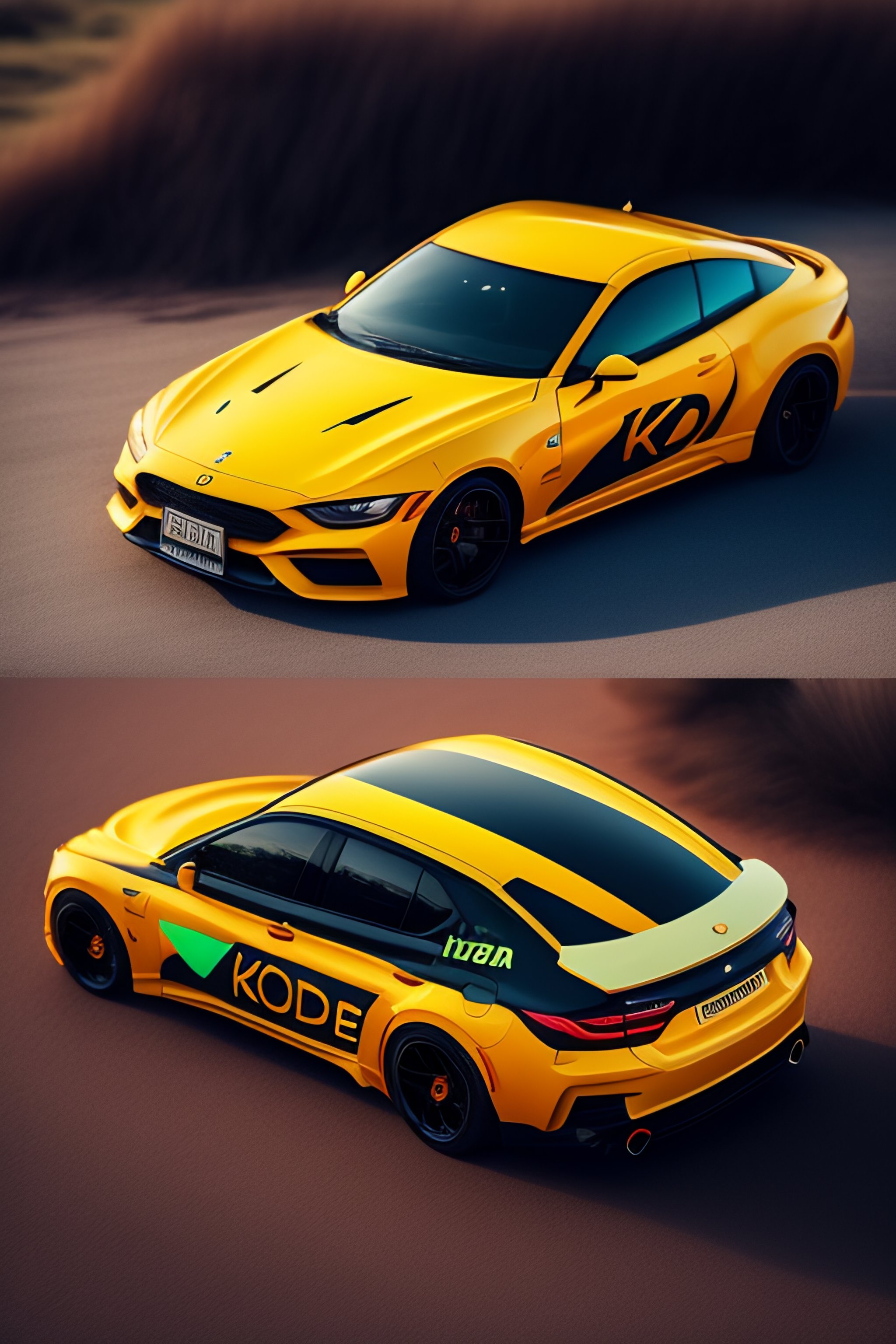 Lexica - Plate number car with text "kode", and text mang imam