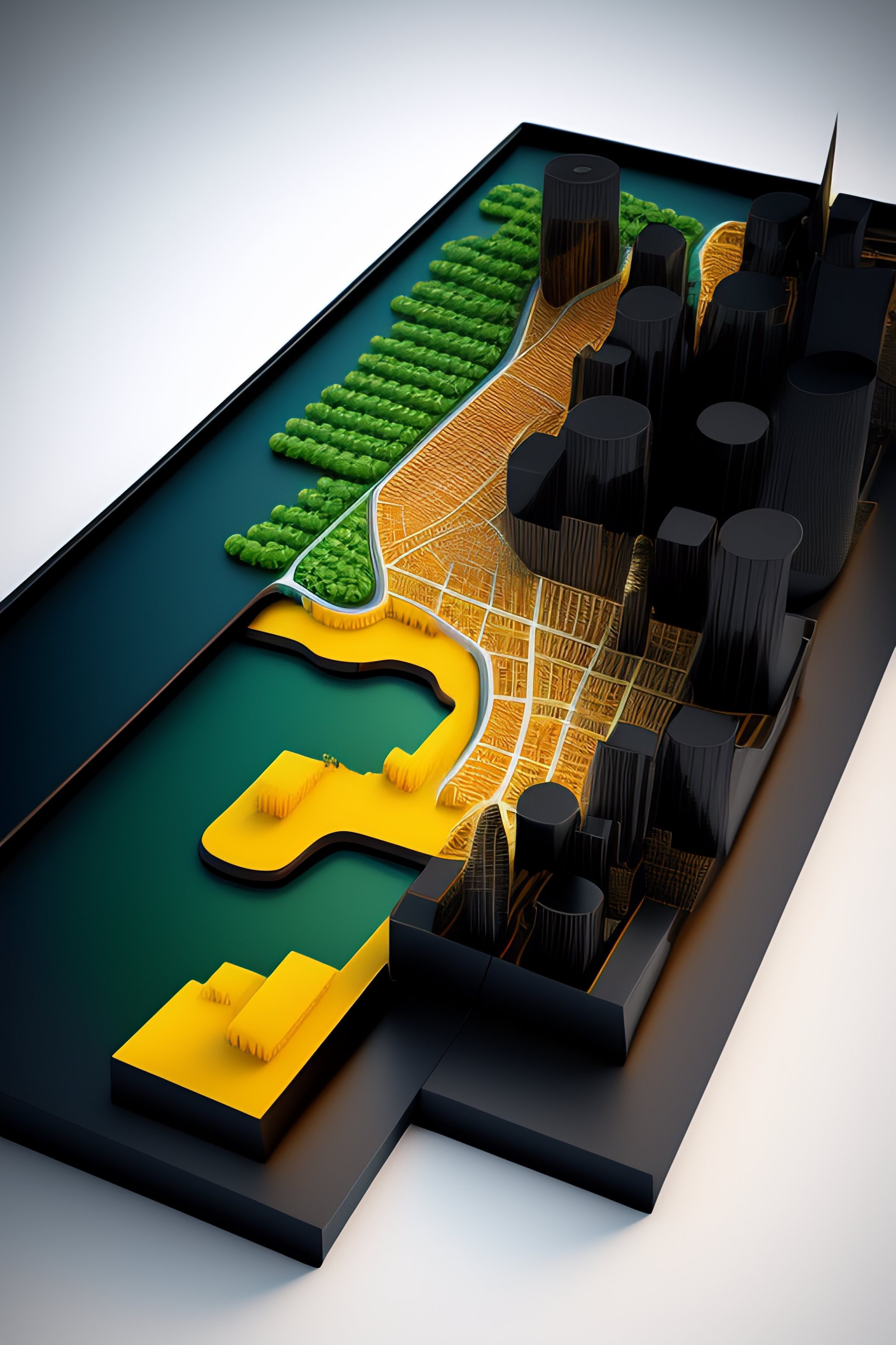Lexica - Detailed 3d futuristic map of the netherlands, high contrast