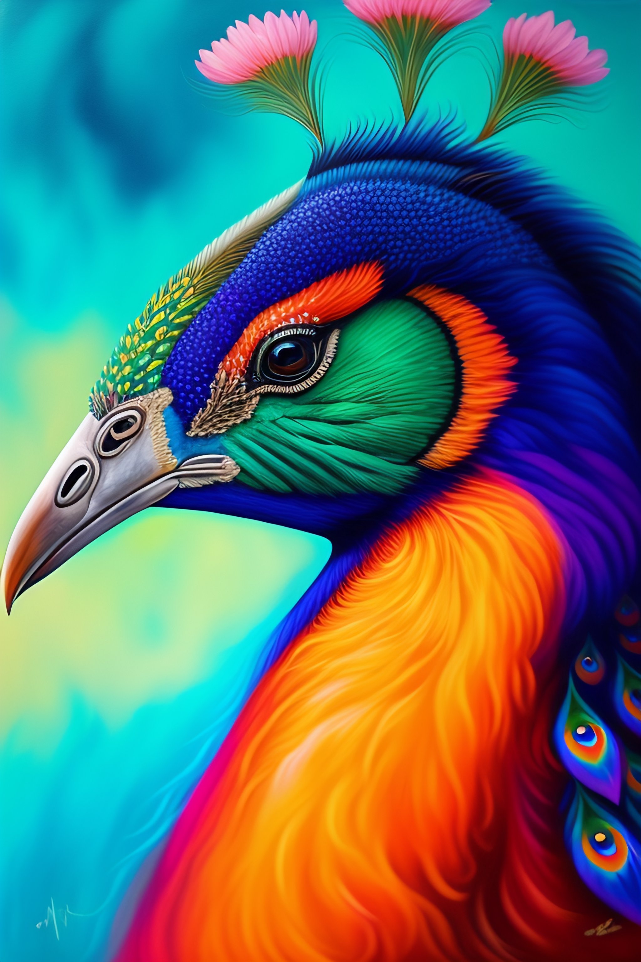 Lexica - Peacock full color painting