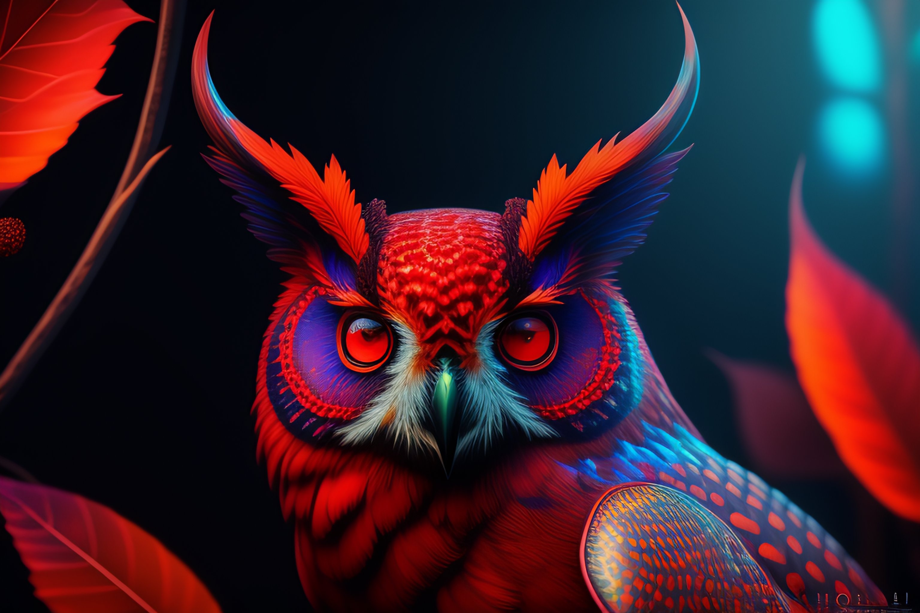 Lexica - Painting of hybrid between colorful spider & red owl, round ...