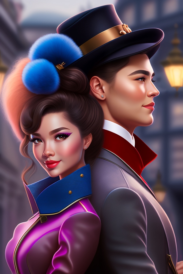 Lexica - Gen Millennium couple modern social dressed, Disney style