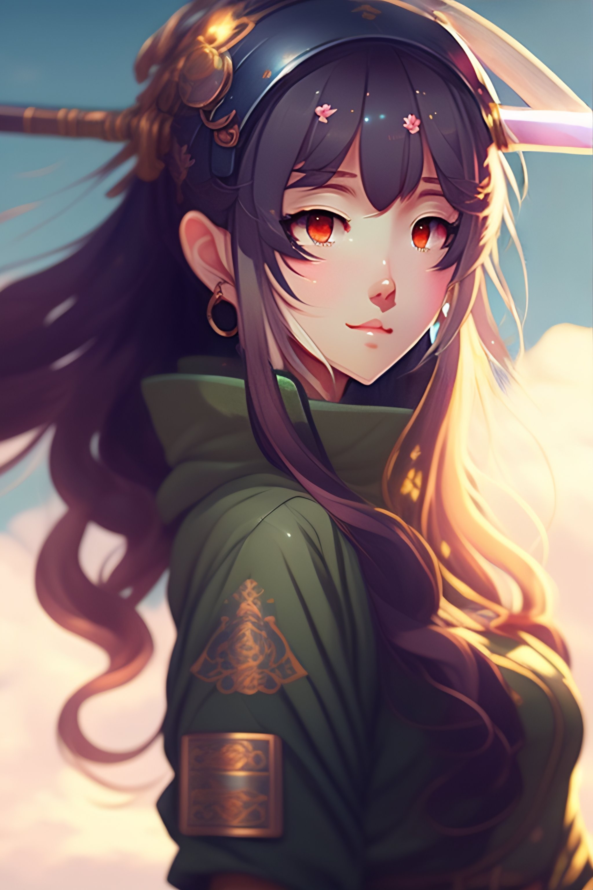 Lexica - Portrait of cute girl, cloudy sky background lush landscape ...