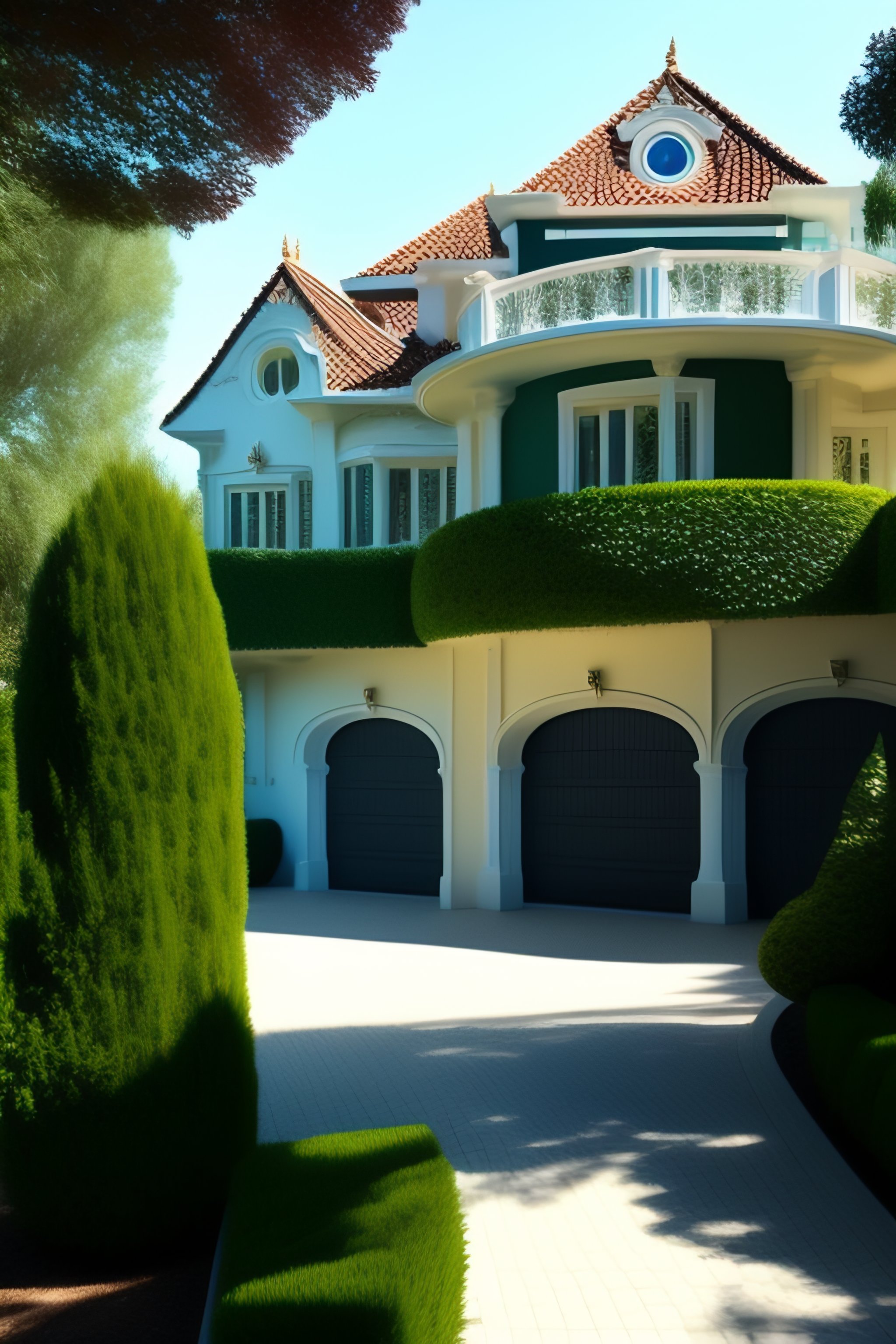 Lexica - Big white villa with coloums with a huge entry and two ...
