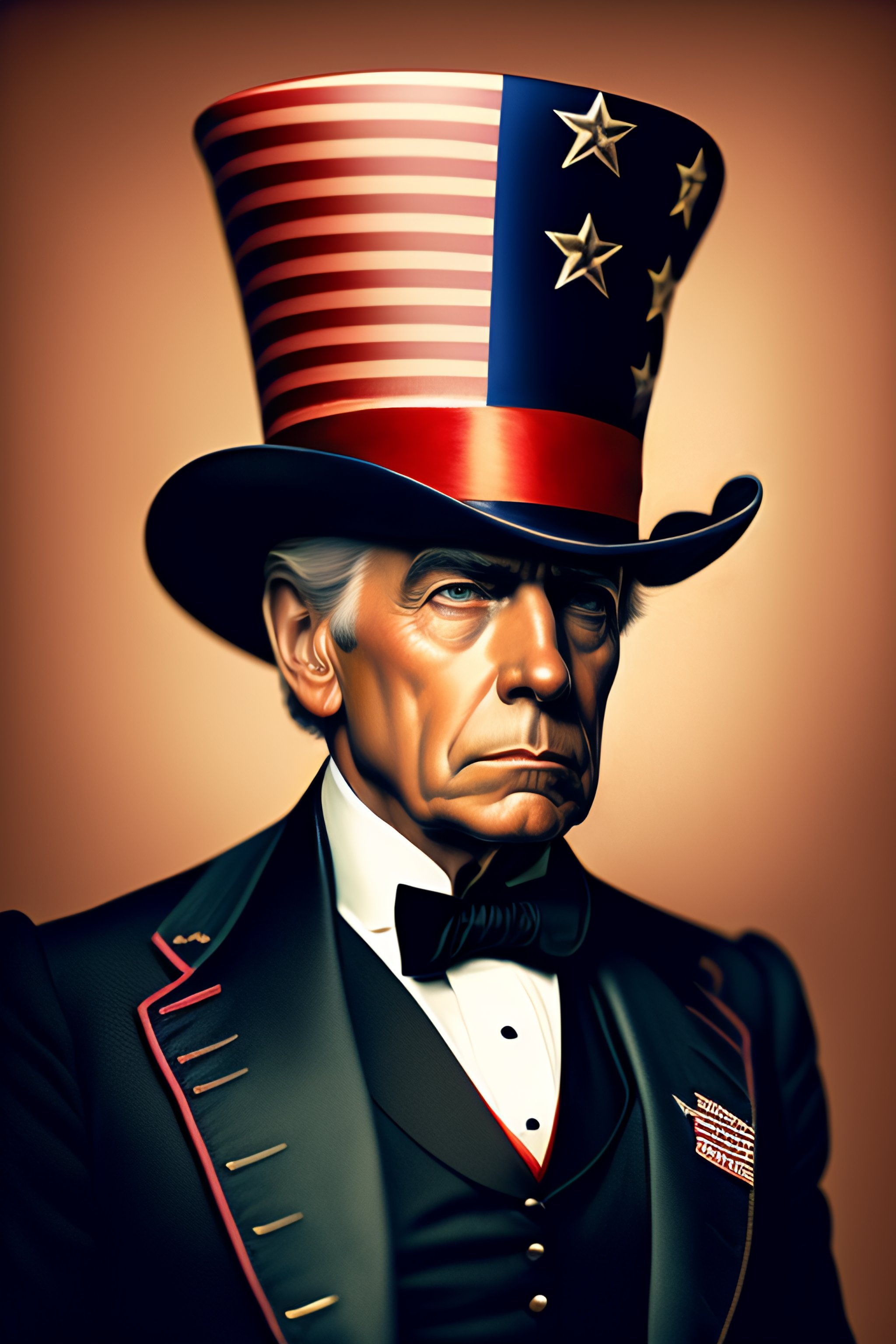 Lexica - Portrait of uncle sam in patriotc top hat holding the u.s ...
