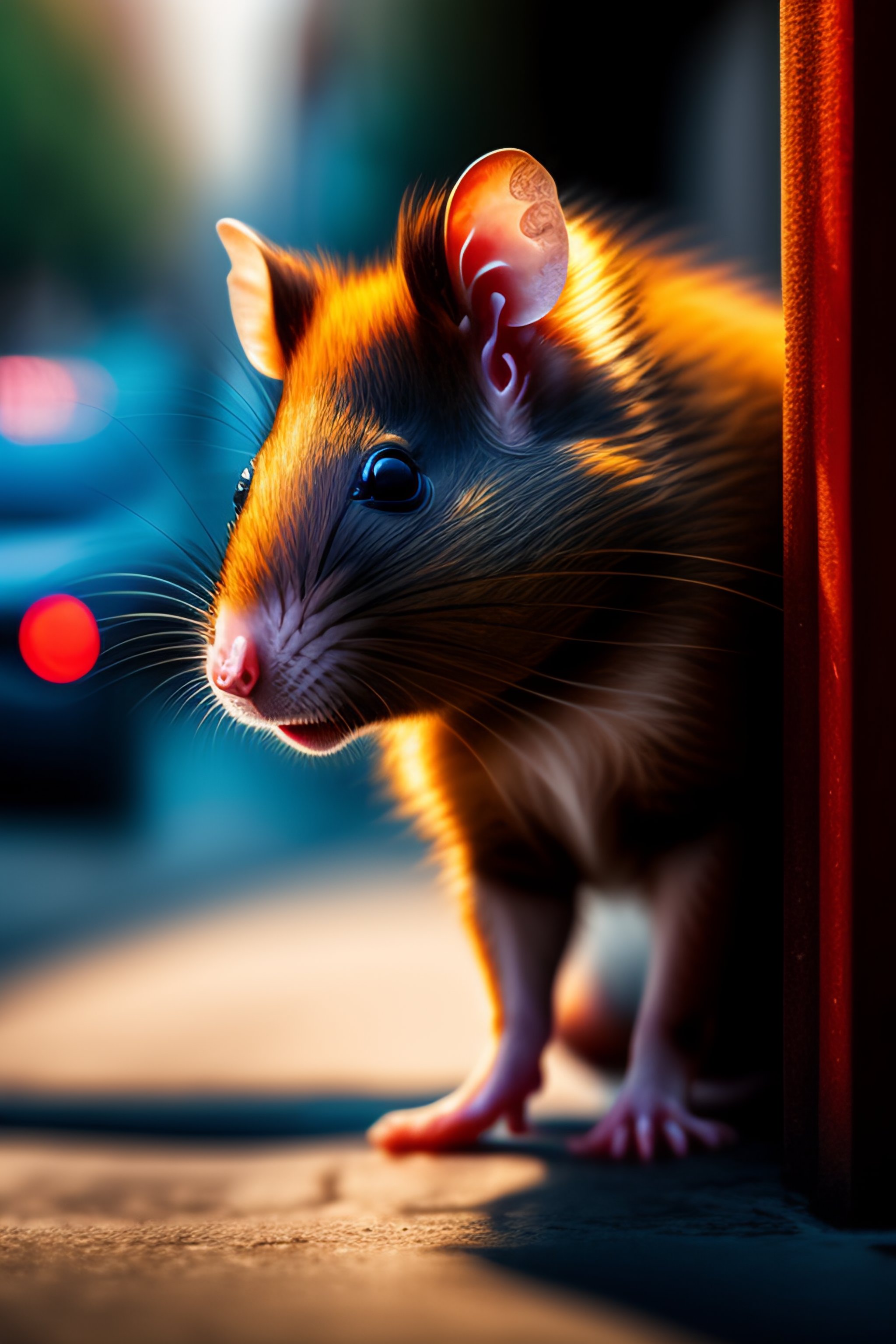 Lexica - A human rat on a city street