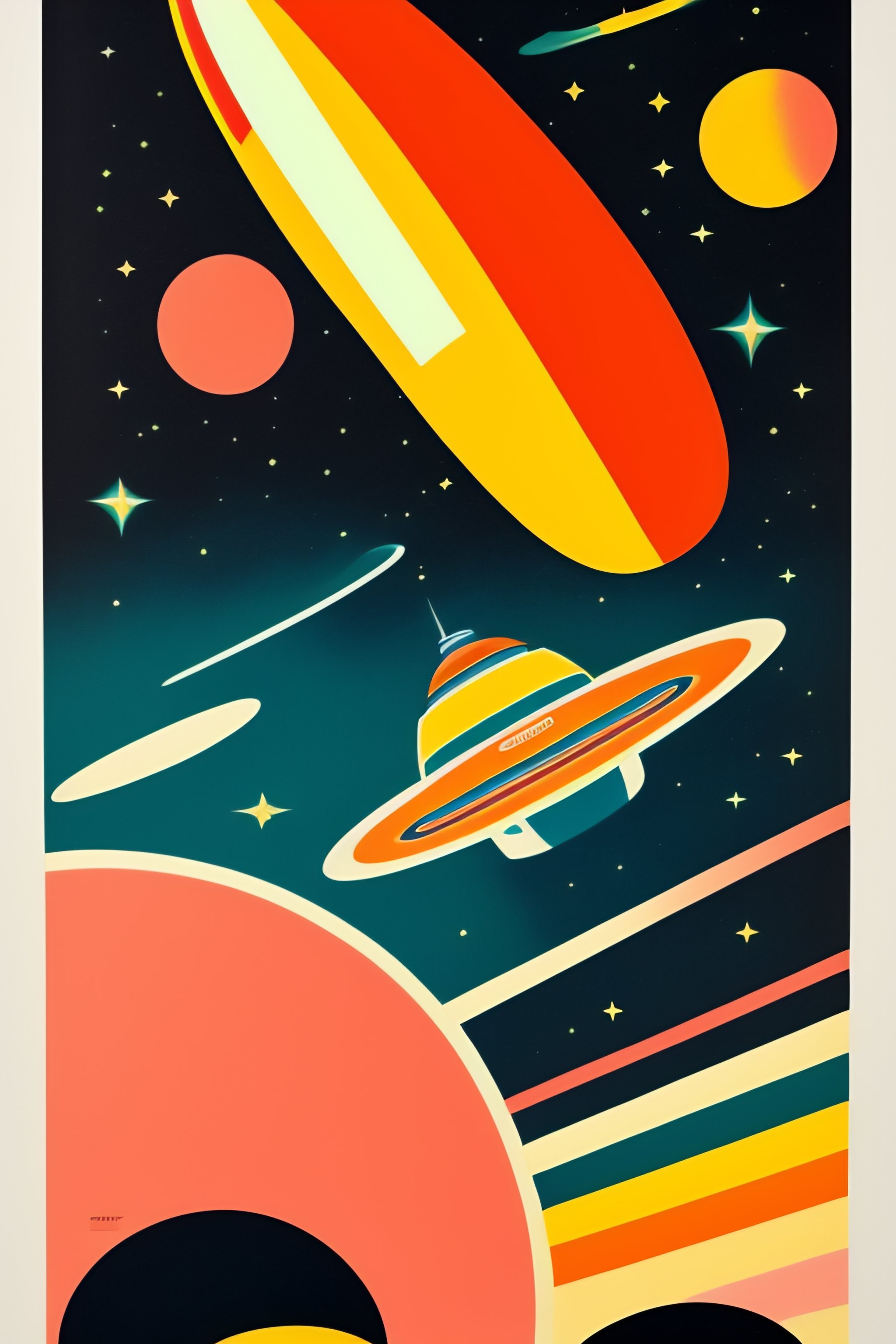 Lexica - Space rocket mid century modern poster Japanese art clean ...