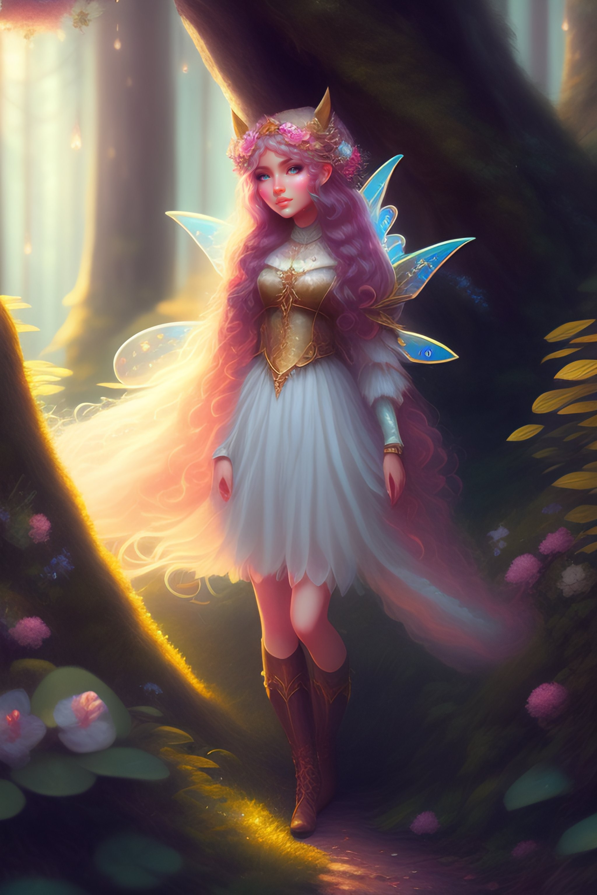 Lexica - A cute fairy in the dreamy forest, fantasy, dreamlike, 8 k ...