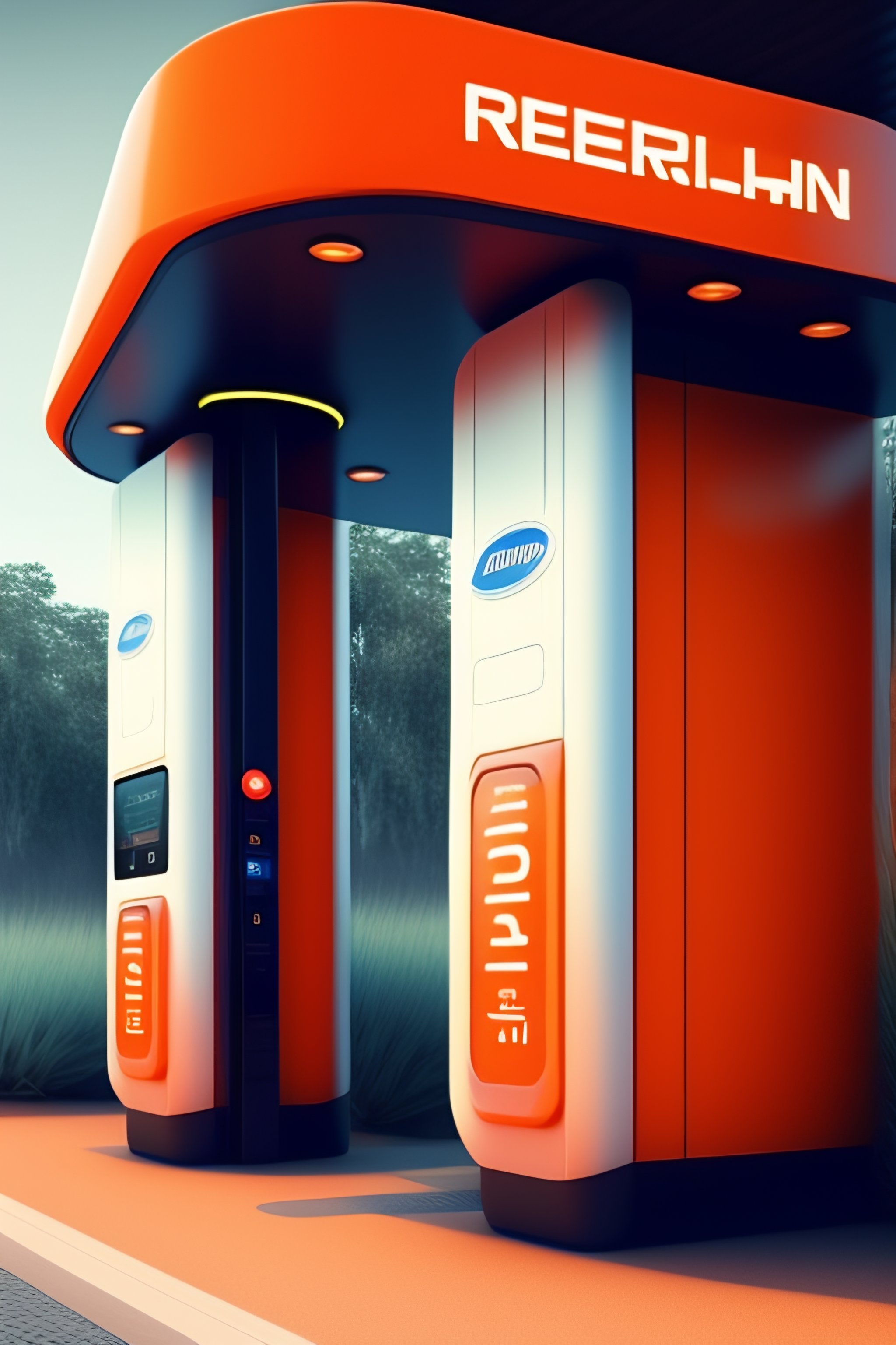 Lexica - Futuristic service station renewable low carbon fuels orange ...