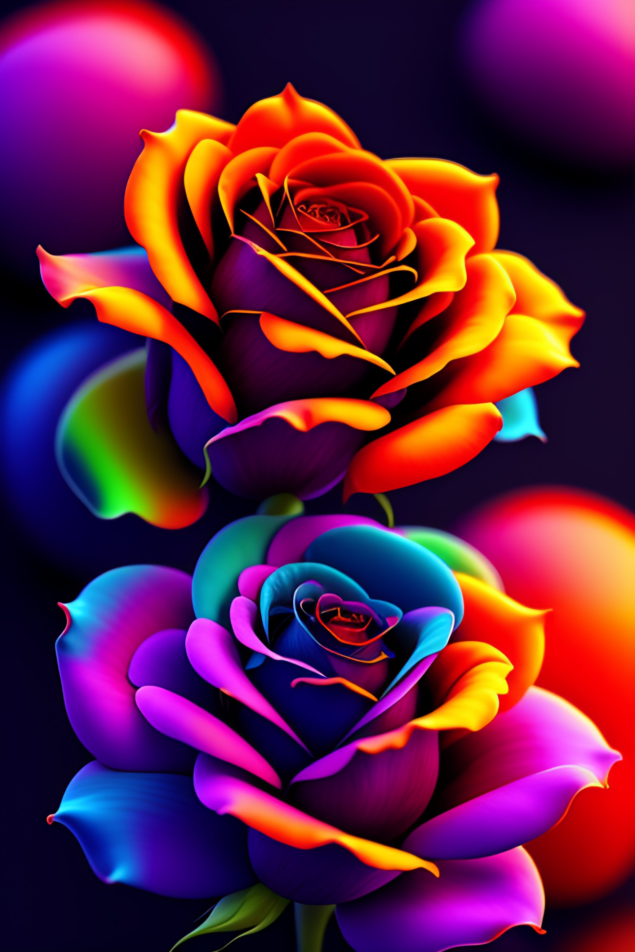 Neon Rainbow Roses Wallpaper