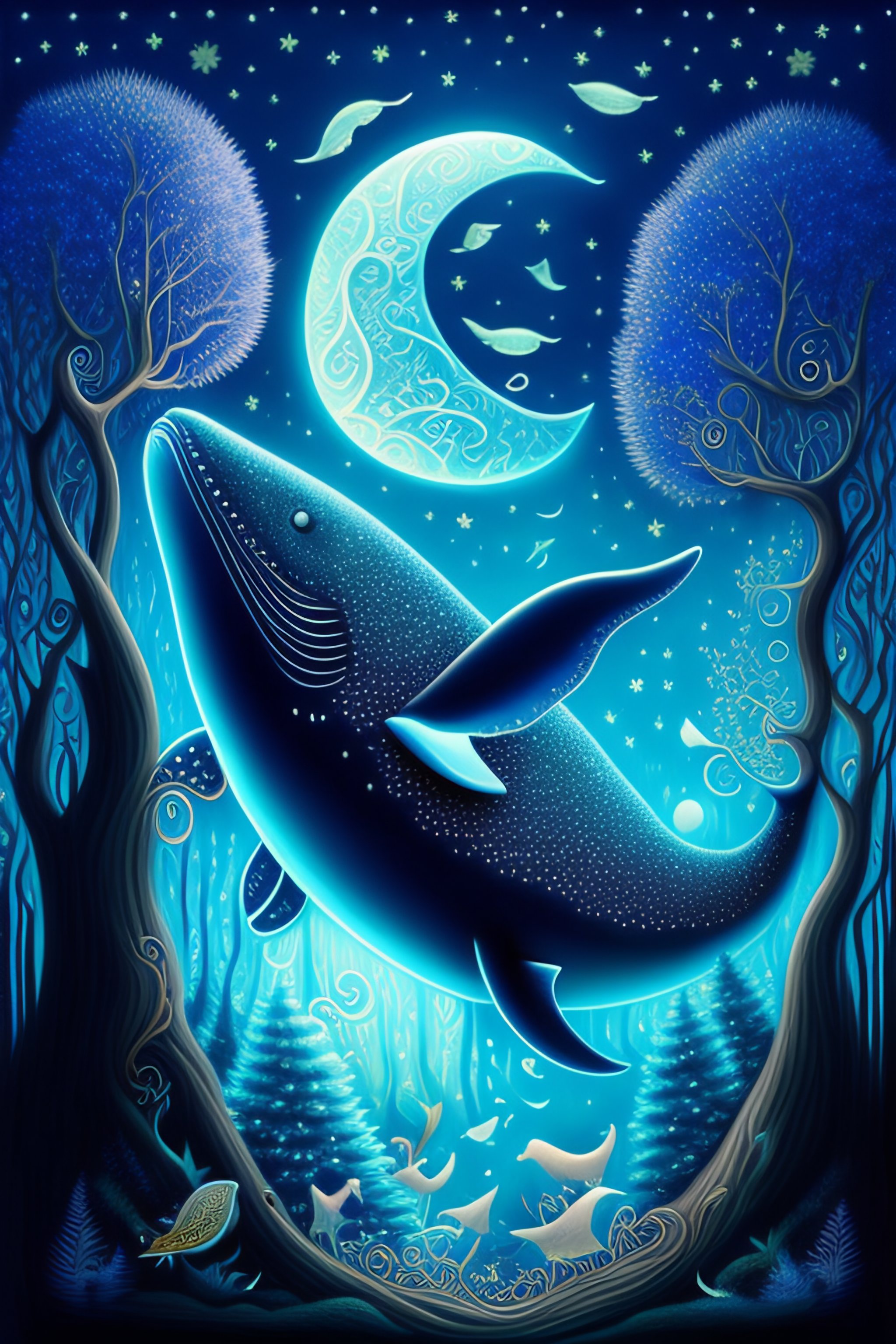 Lexica - Whimsical super-detailed whale with intricate mystical magical ...