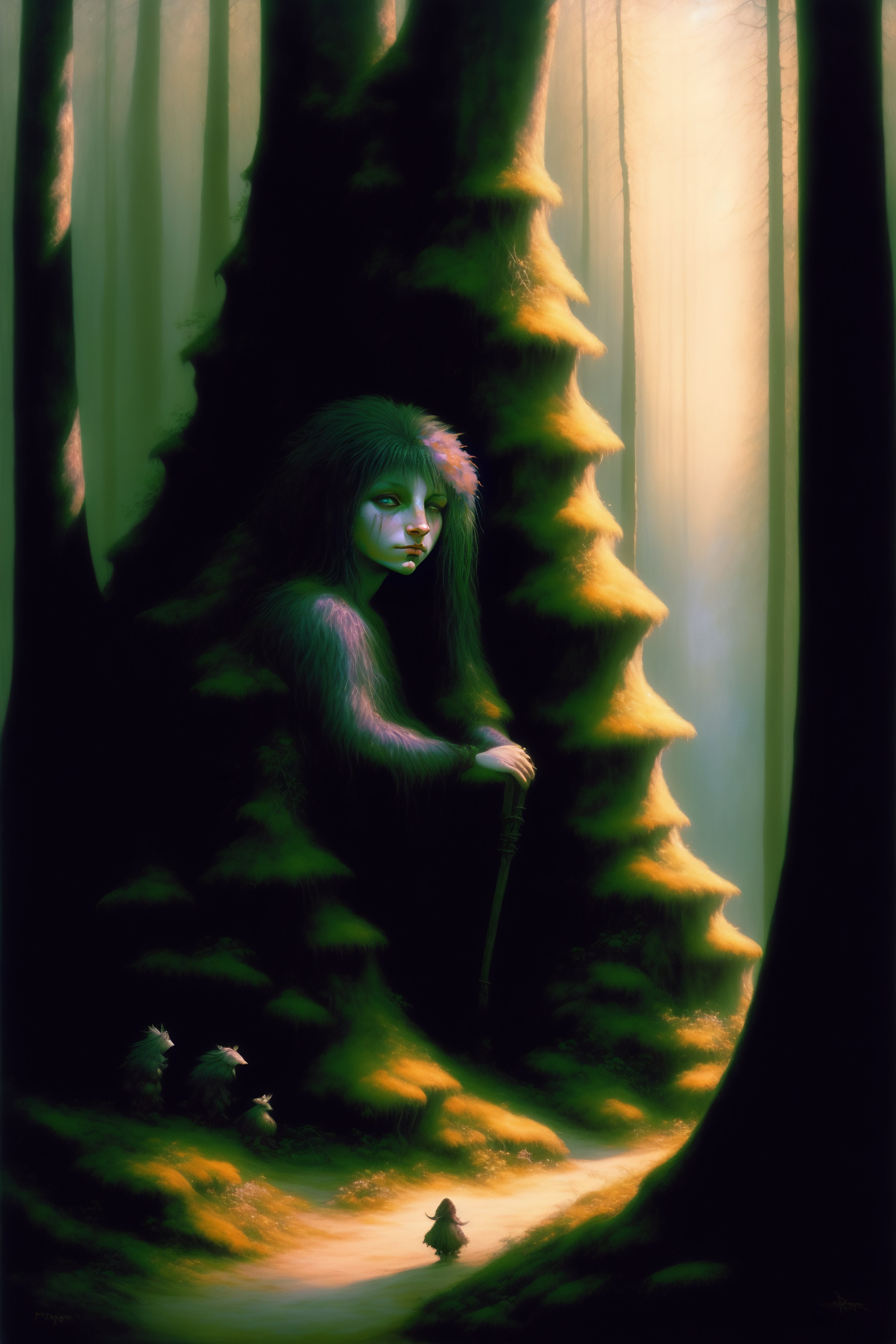 Lexica - Style of Brian Froud, trolls, painting, landscape, creepy ...