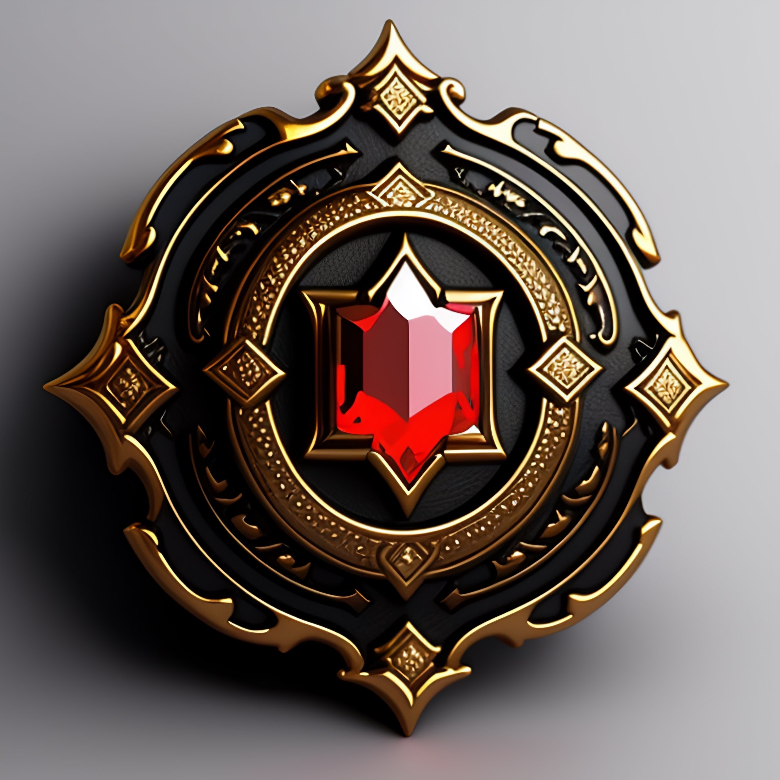 Lexica - Warlord ornate badge made with silver red gold leather and ...