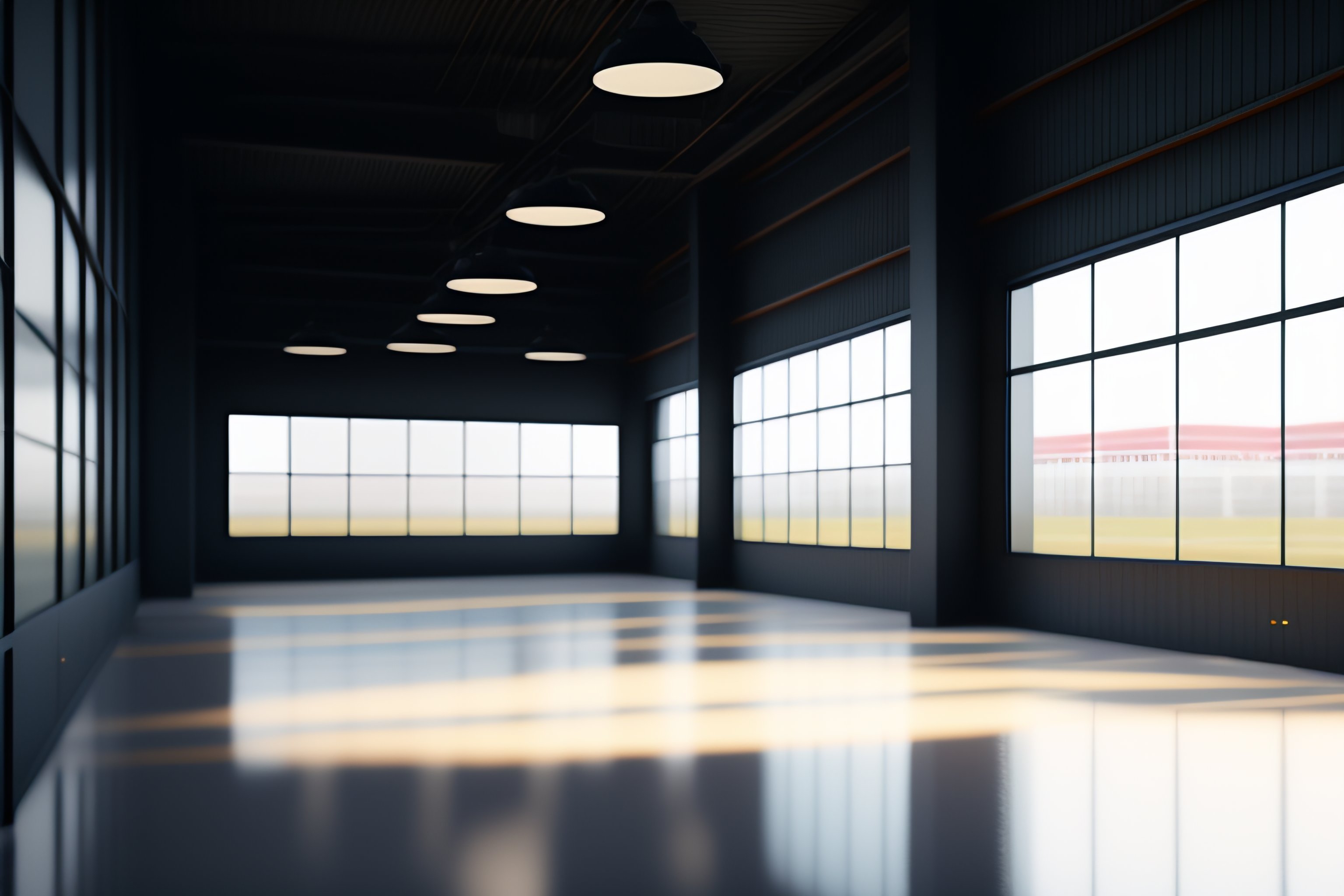 Lexica - Professional photograph, a large warehouse divided with ...