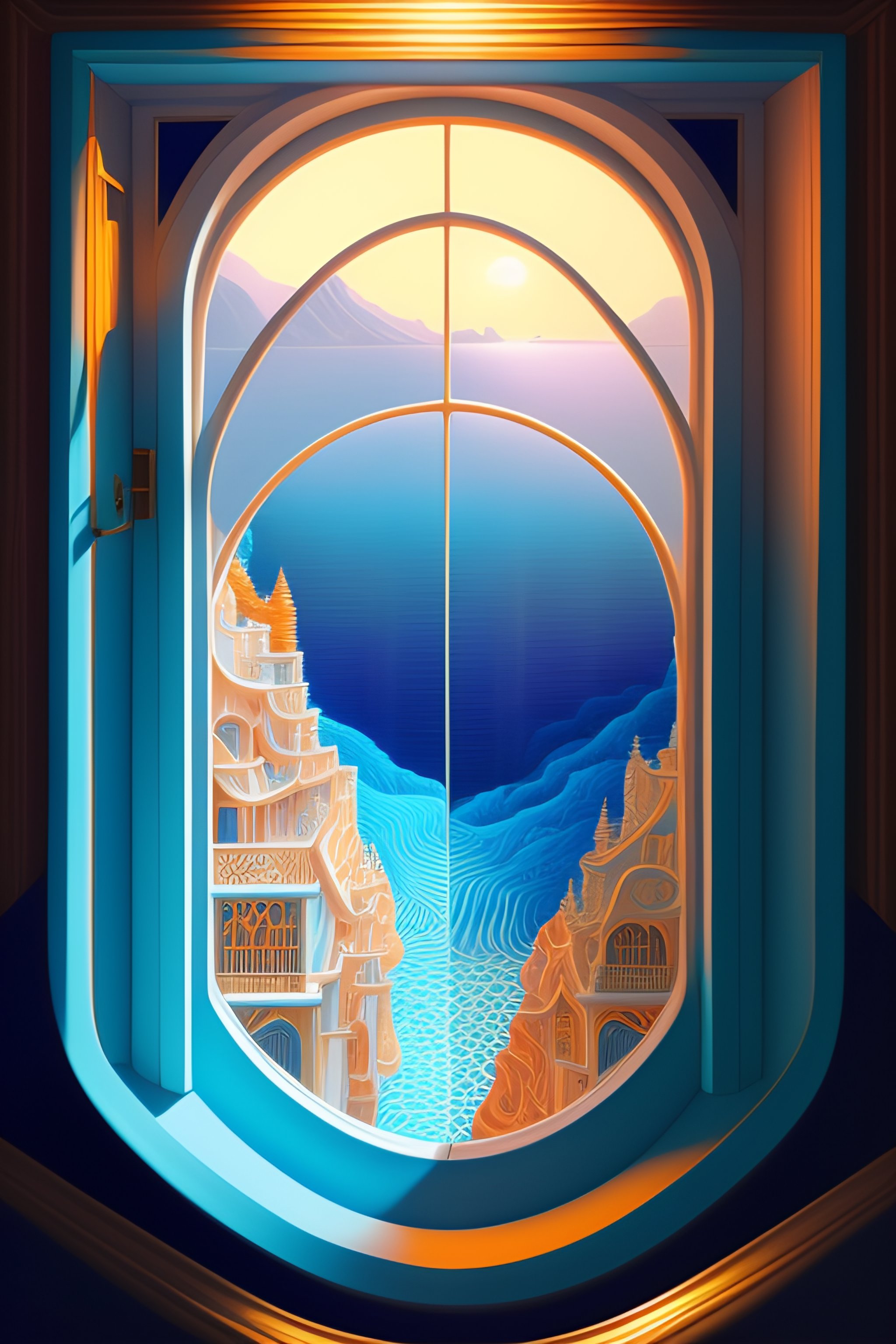 Lexica - A photo of a seeker peering into windows opening to other ...