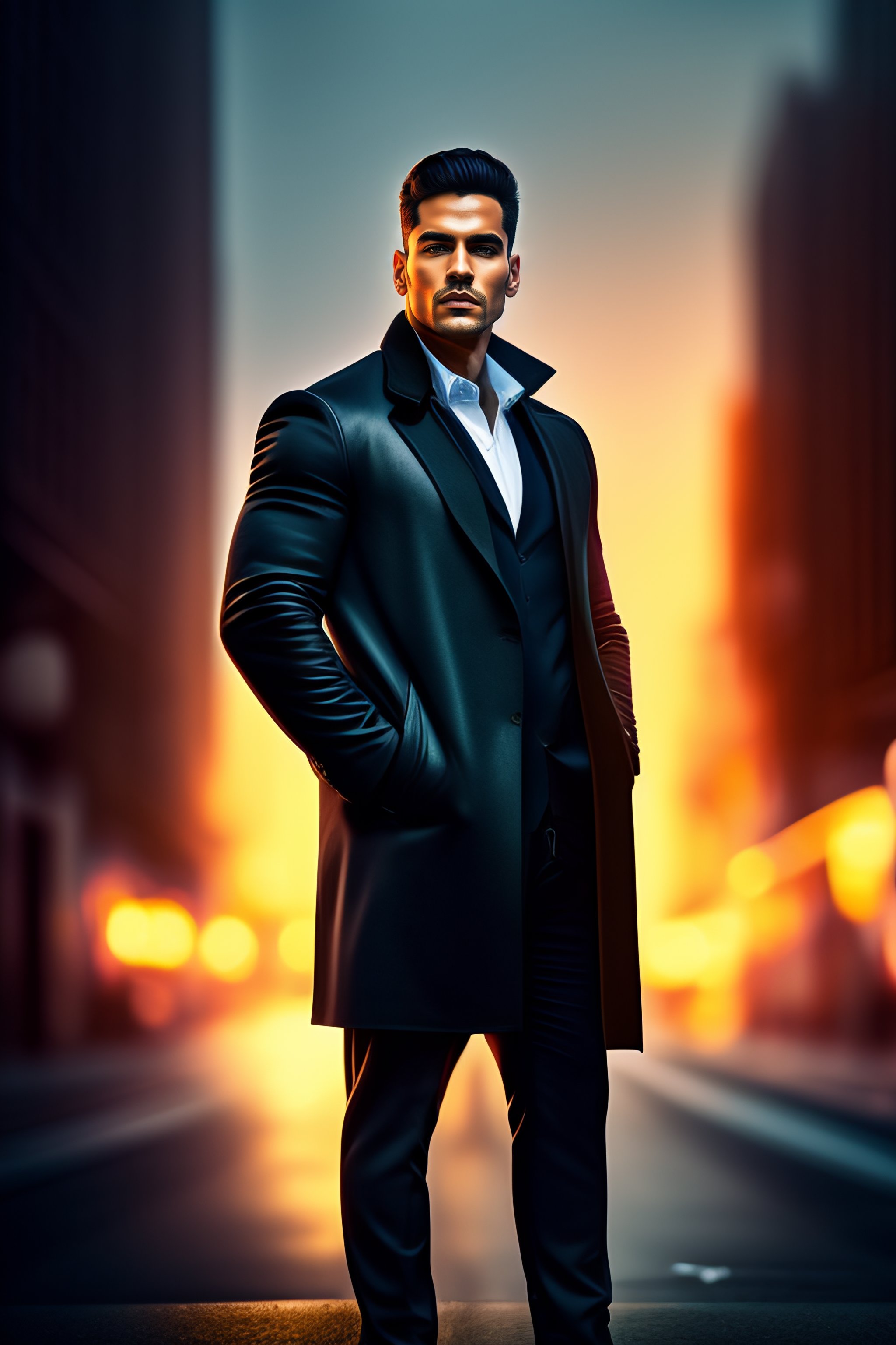 Lexica - Full body portrait of a handsome investigator, urban fantasy ...