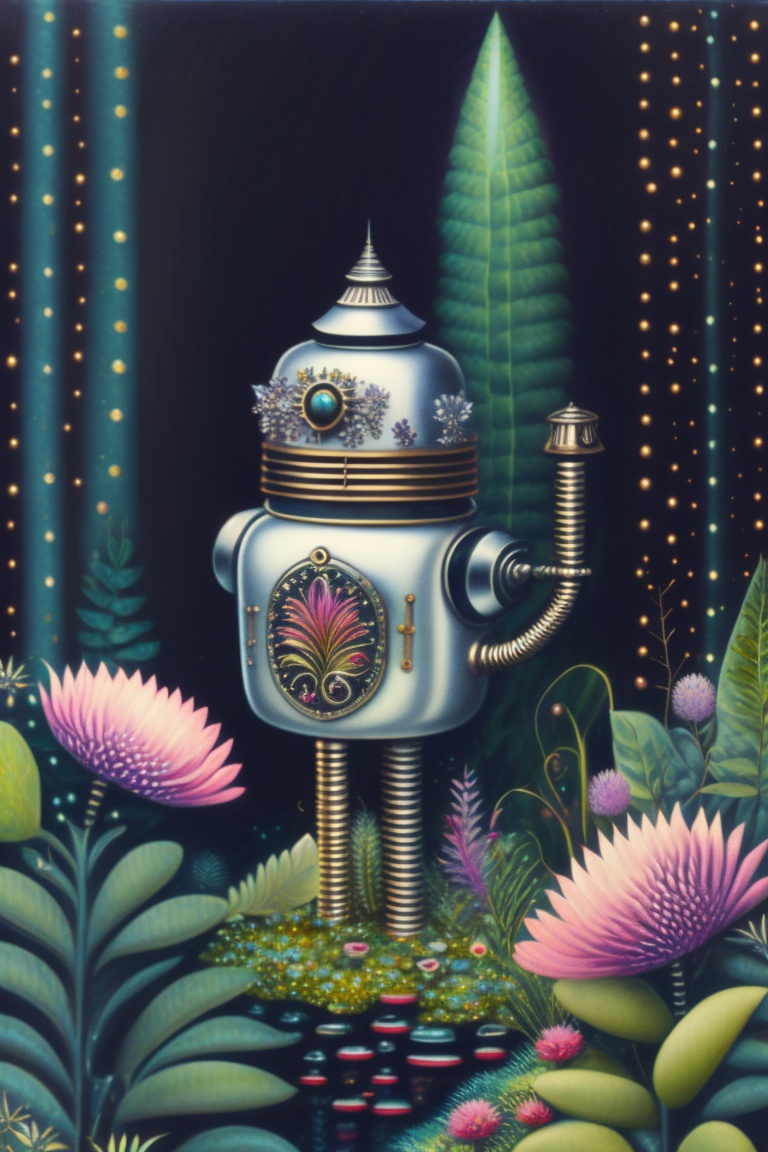 Lexica - Magic trippy silver 1950;s spiked robot , jewel encrusted ...