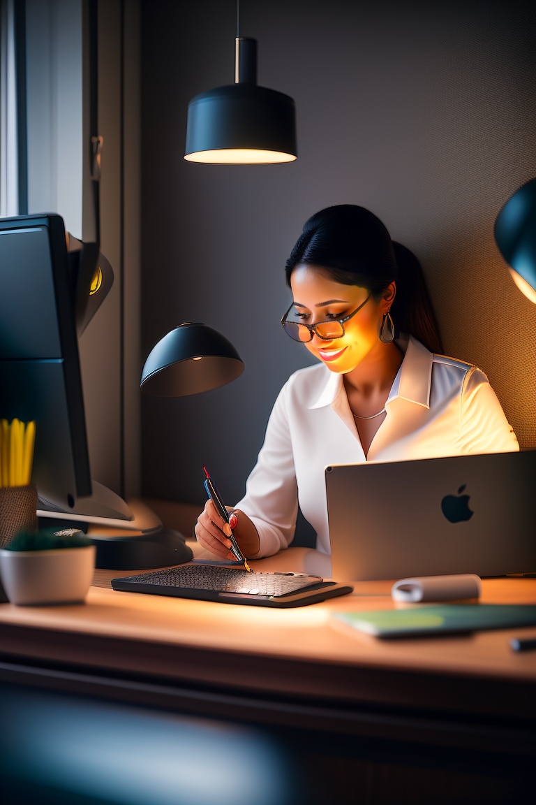 Lexica - A modern office showing employee working on workspace ...