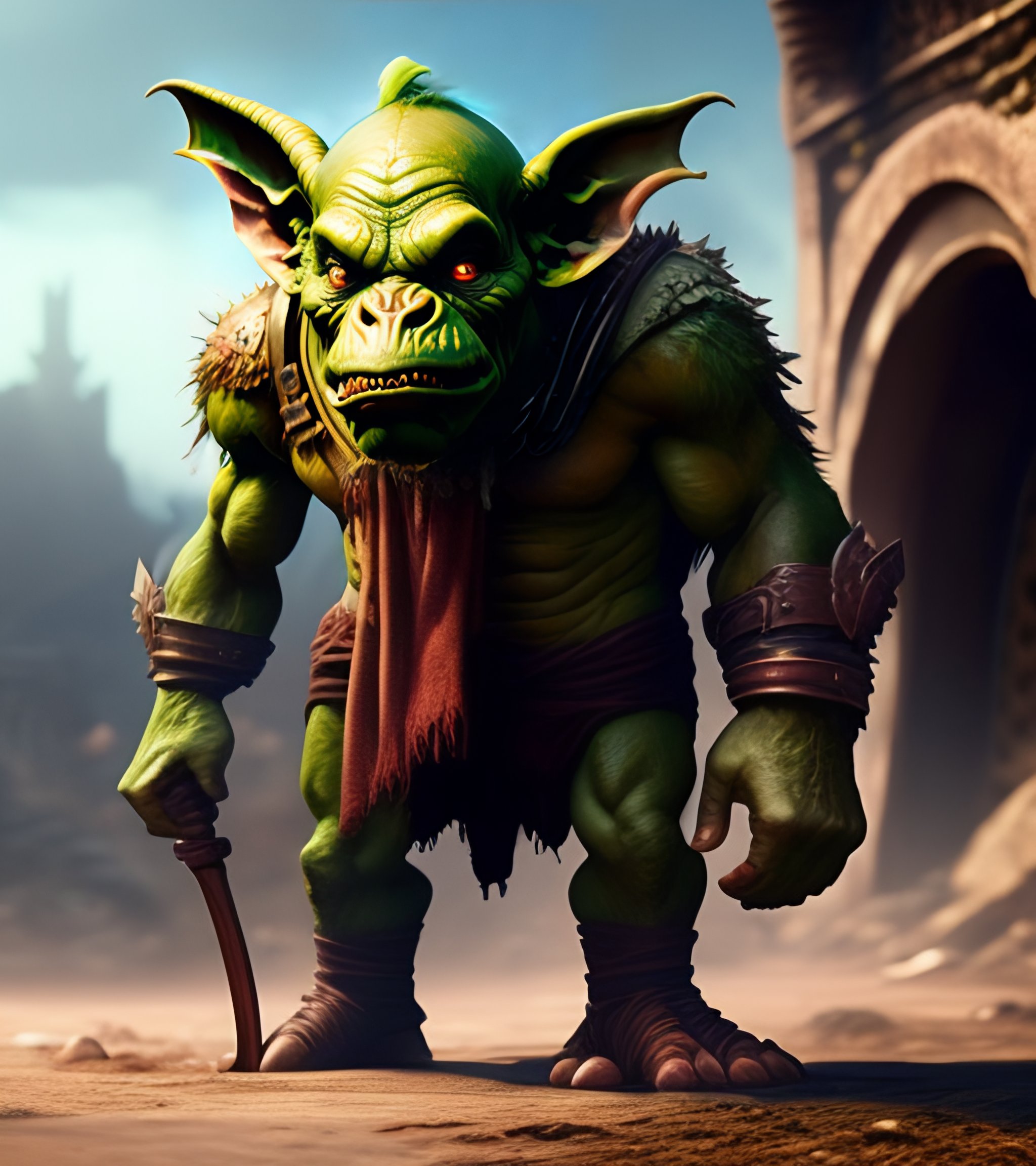 Lexica - A brutal bloody disgusting gigant goblin with worn clothes