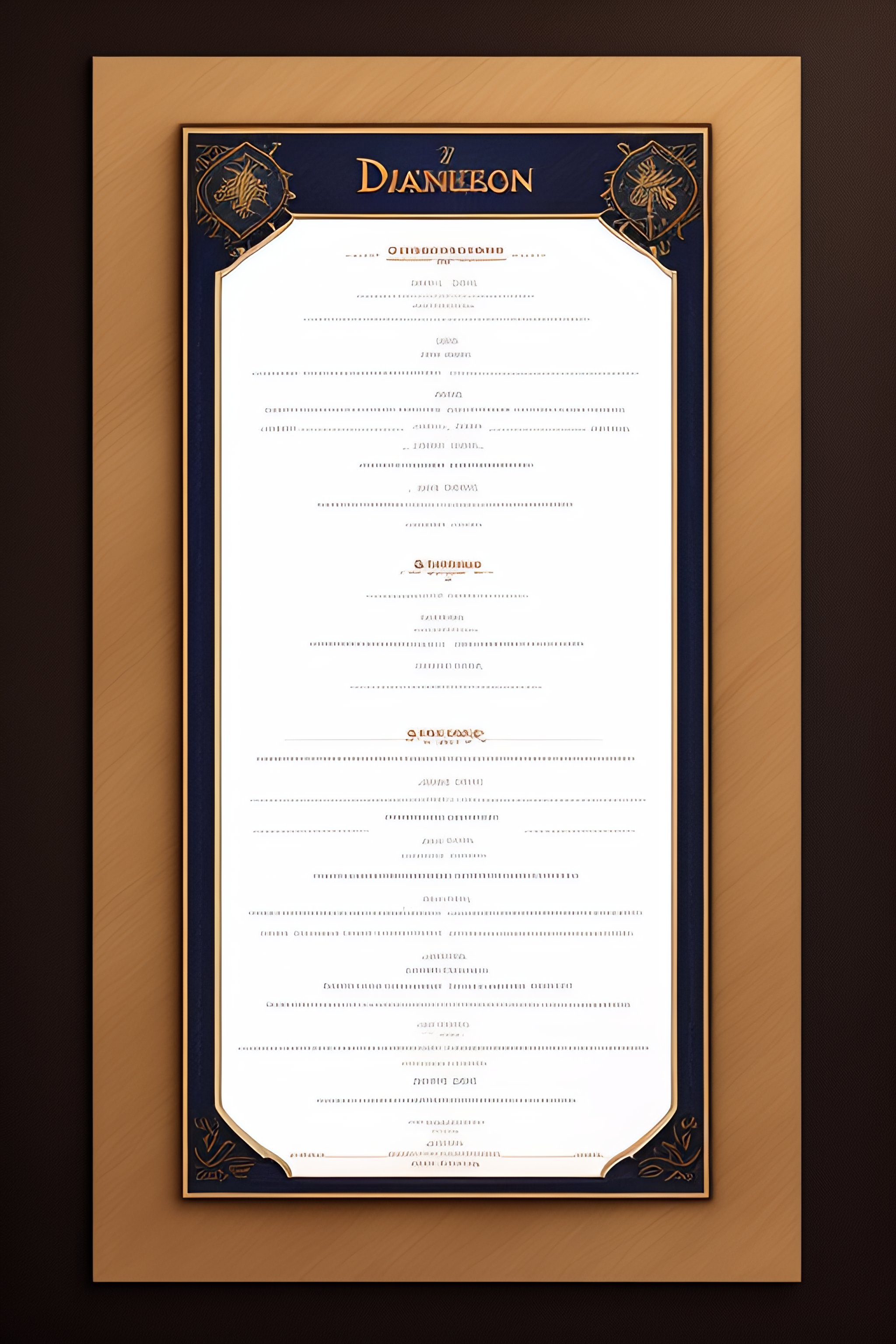 Lexica - A dungeons dragons' menu on a paper sheet with embellishments ...