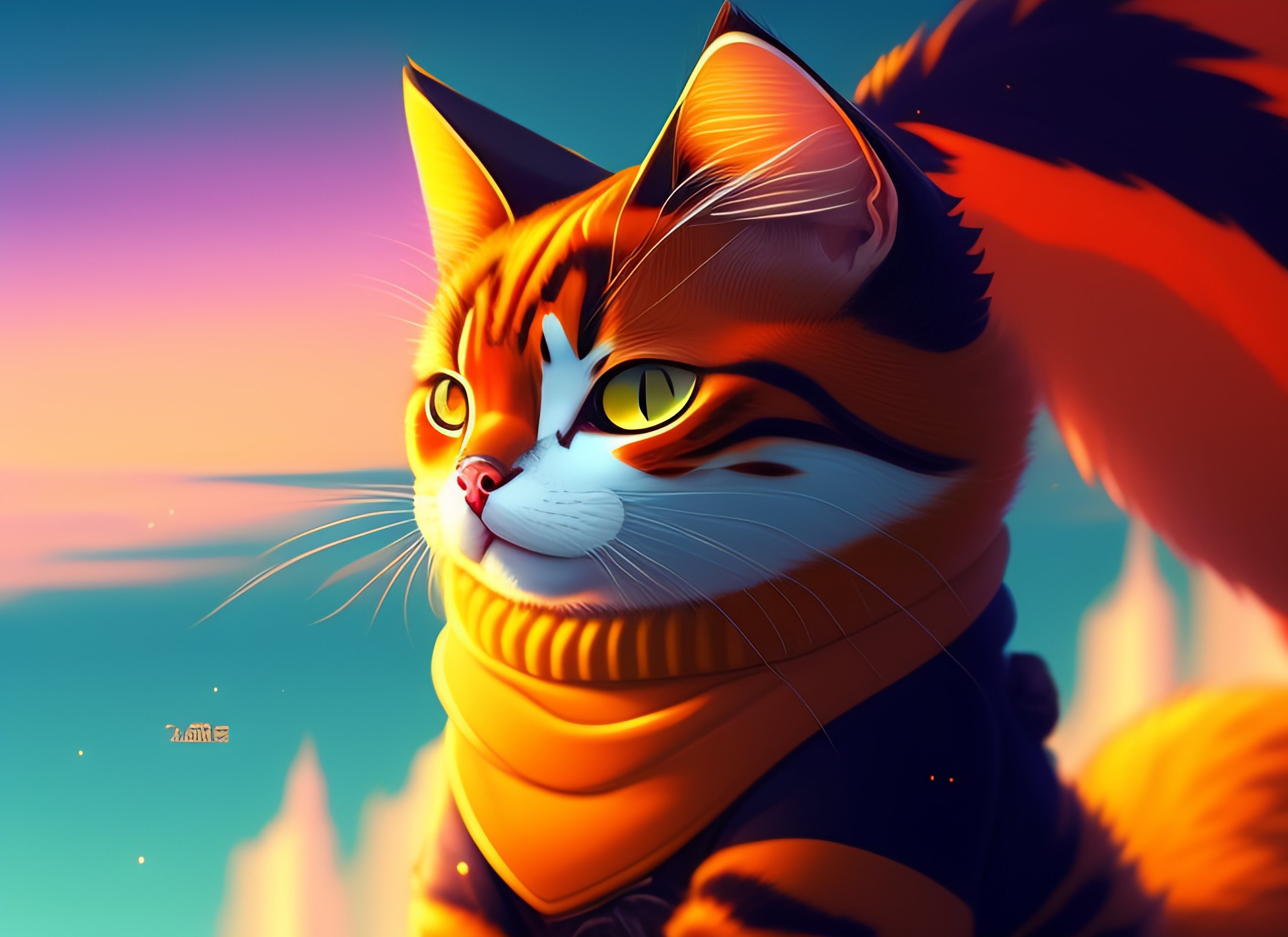 Lexica - A cute cat in the shape of Eagle, studio ghibli, akira ...