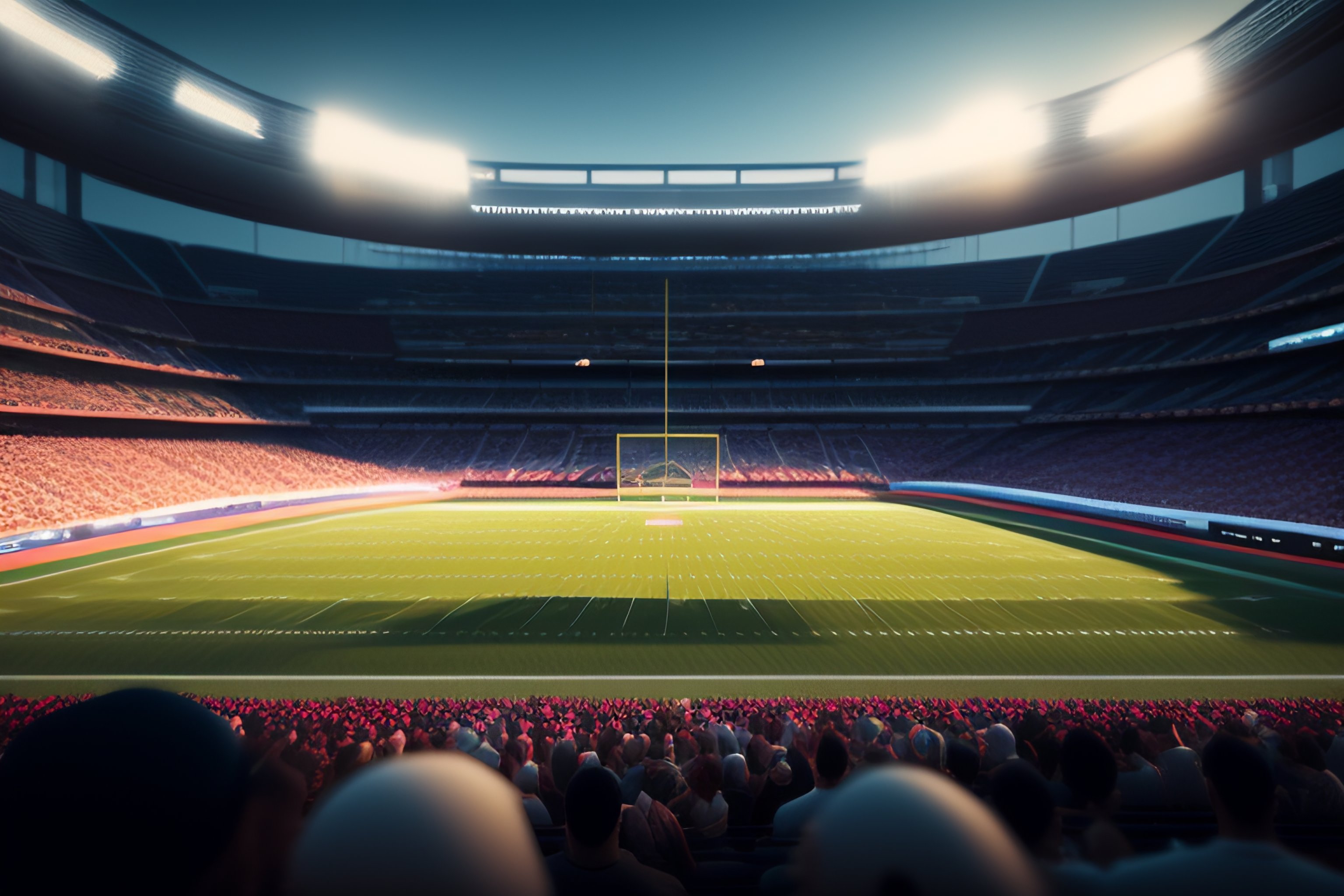 Lexica - Football stadium realistic, camera pov down to top, people on ...