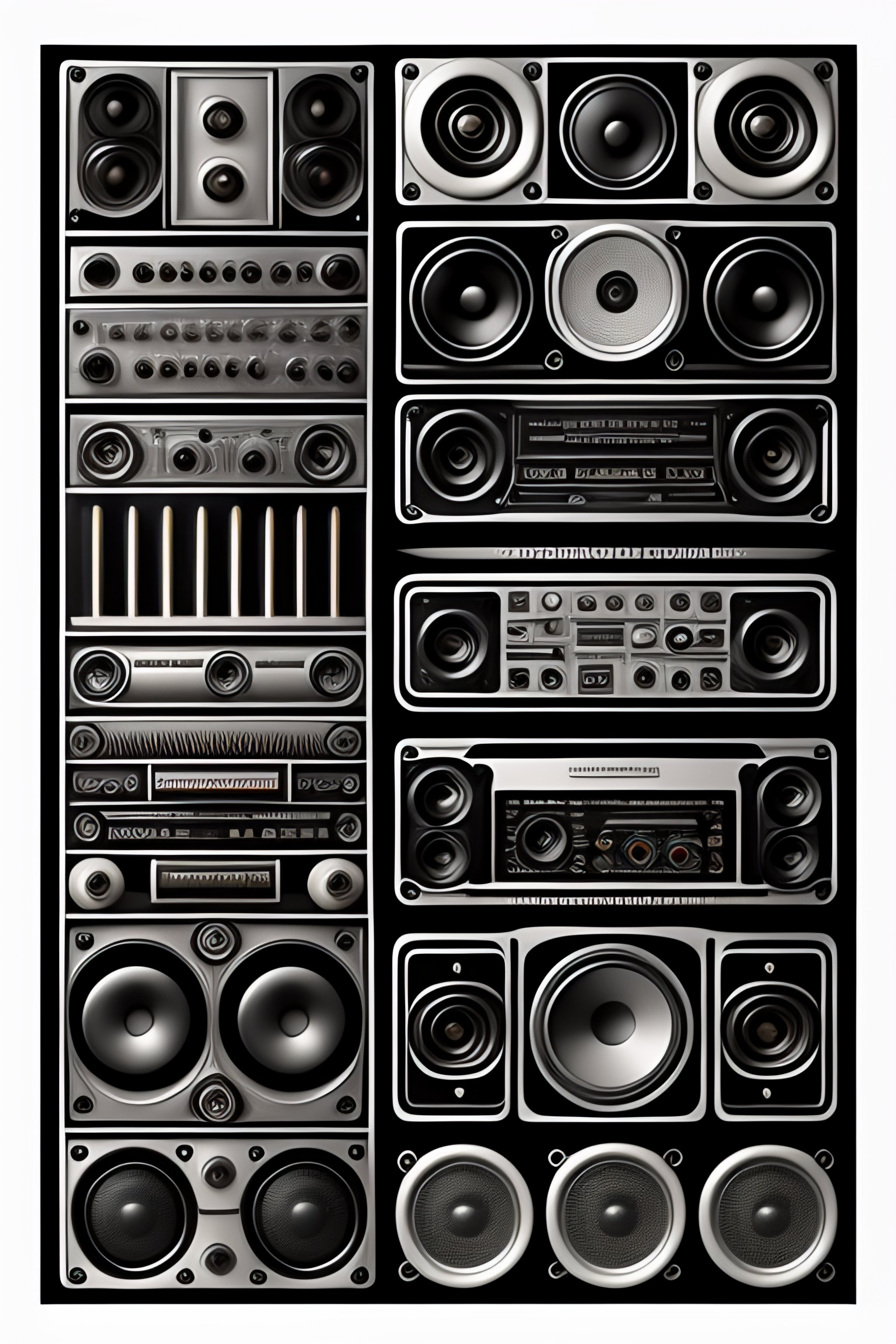 Lexica - Monochrome soundsystem vector graphics by haeckel