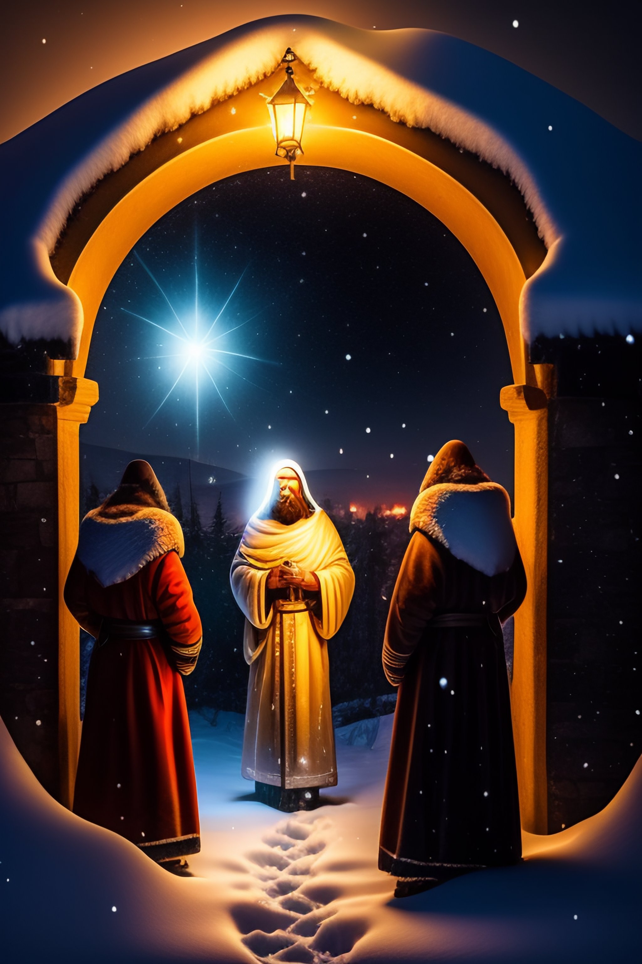 Lexica - The three wise men adoring jesus in the portal of Bethlehem ...