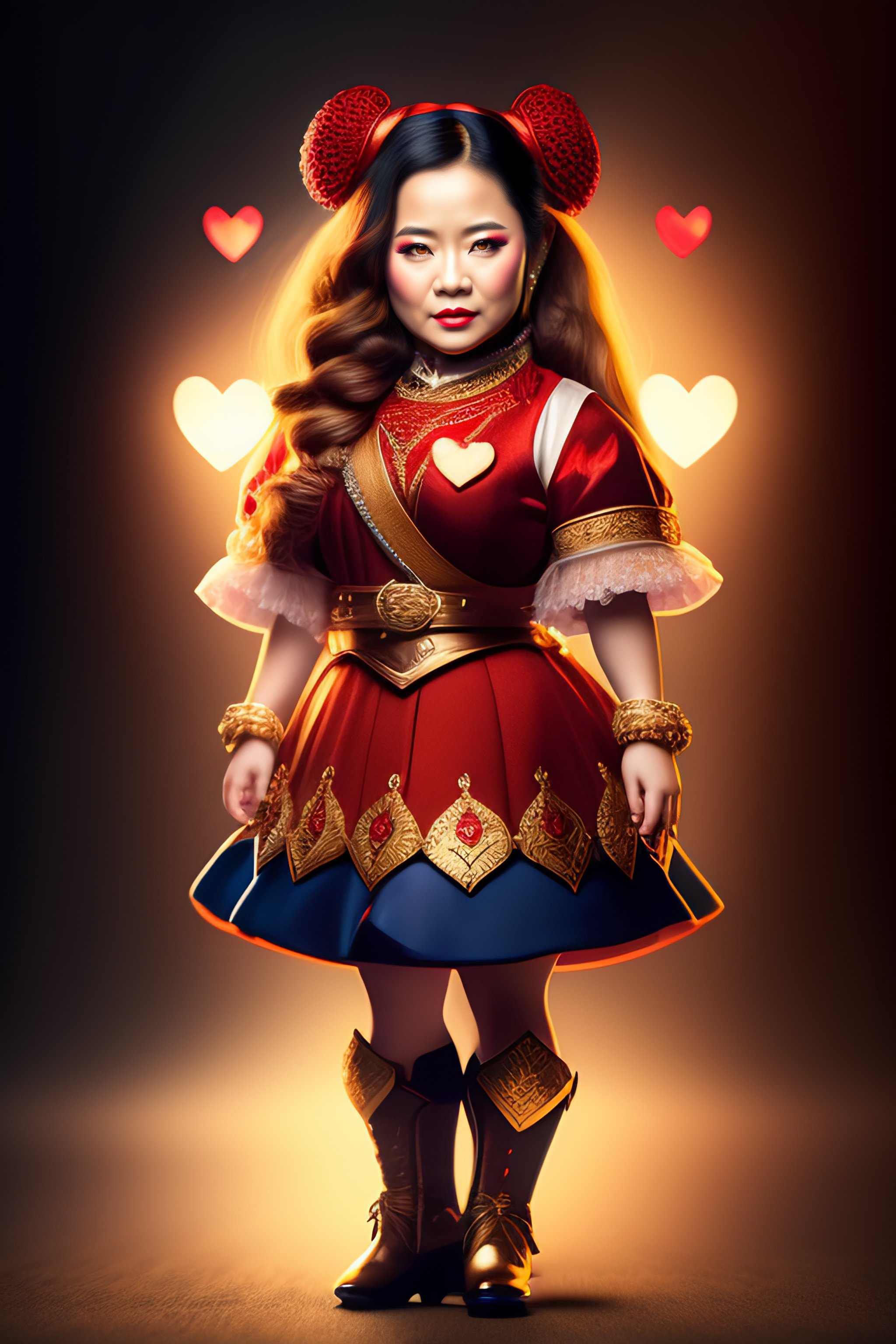 Lexica - Dwarf lady surrounded by hearts, a character full portrait, realistic, sharp focus ...