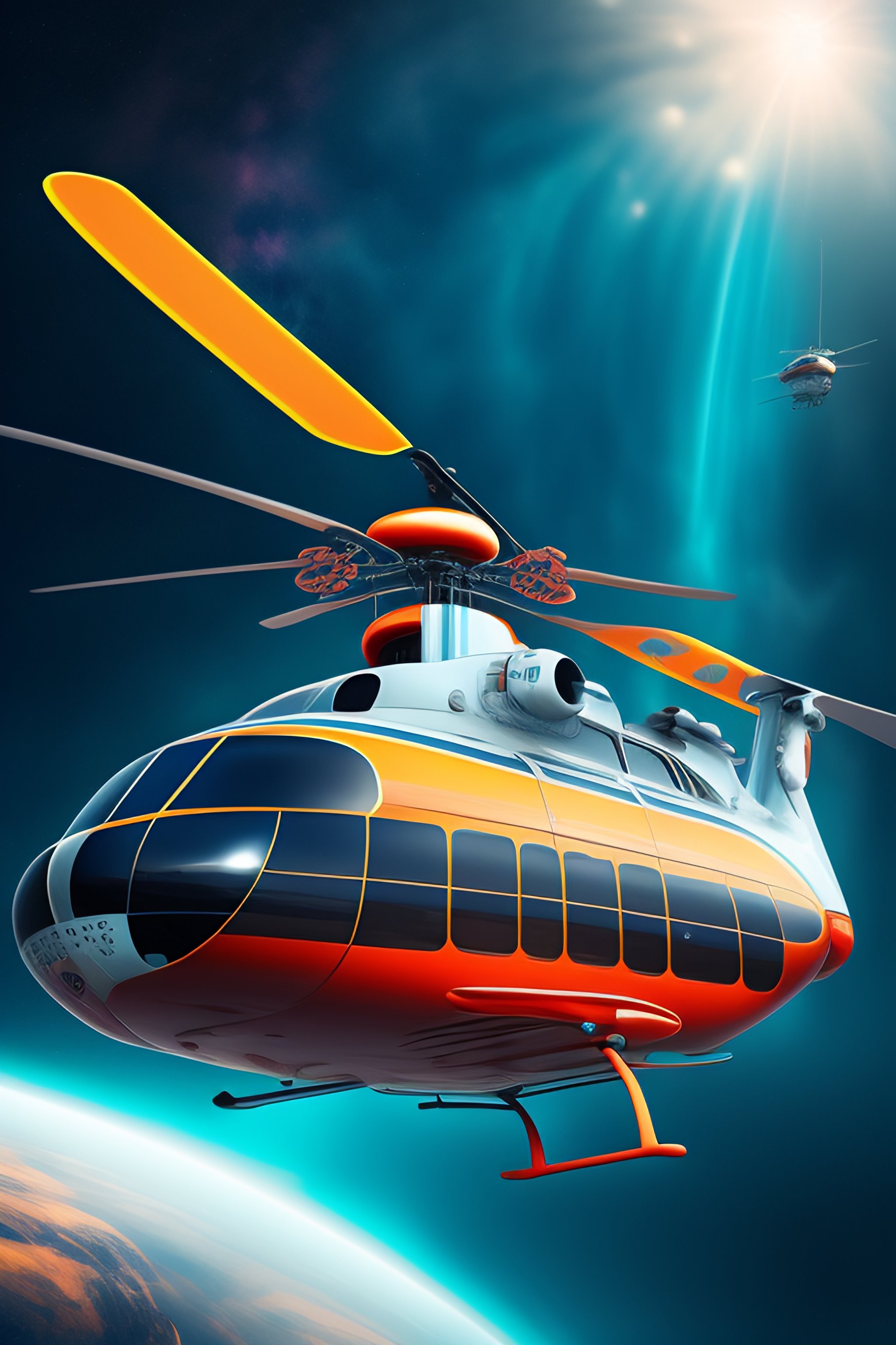 Lexica - A helicopter on a plane in space