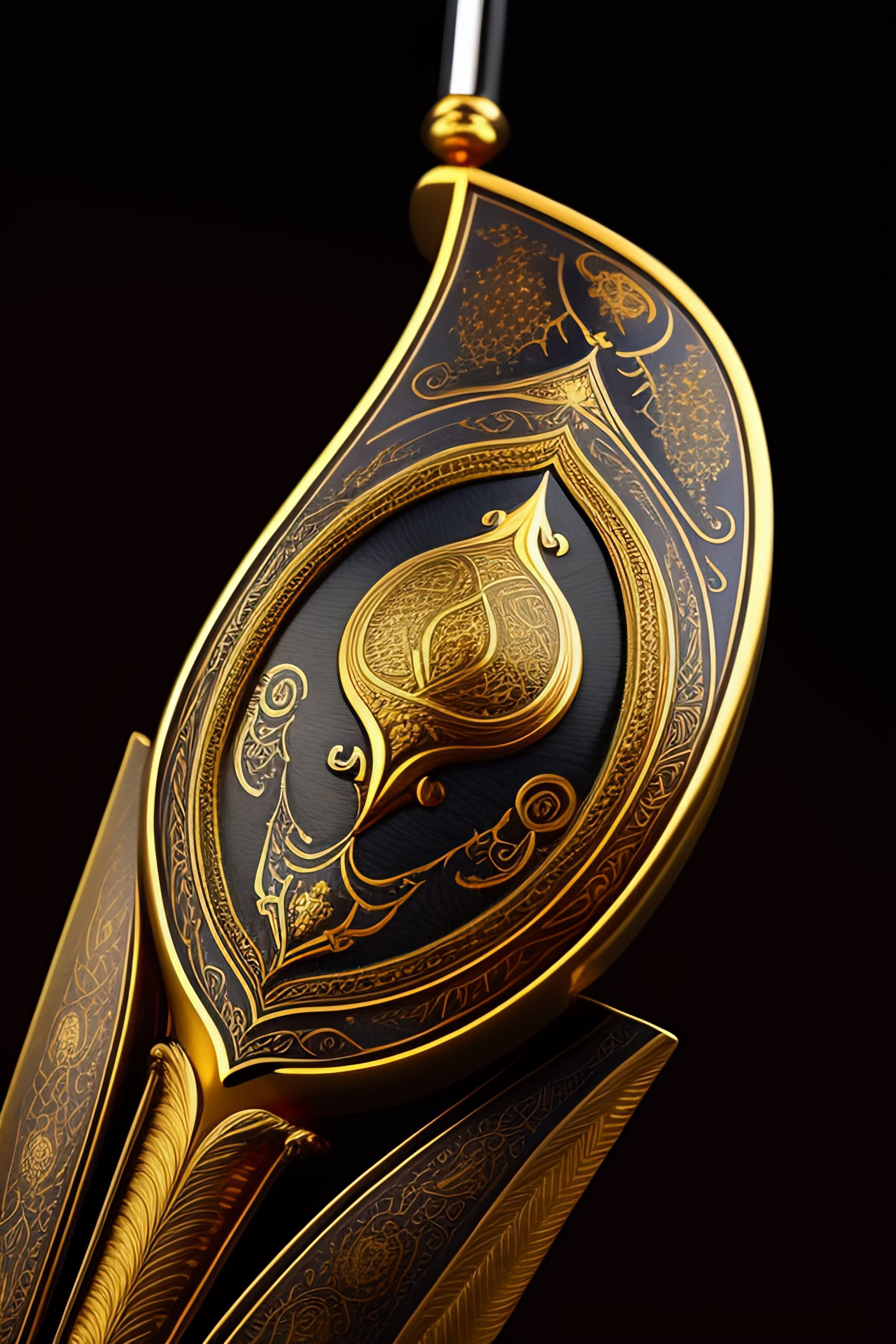 Lexica - An ornate sabre with gold and brass fixtures, a golden brass ...