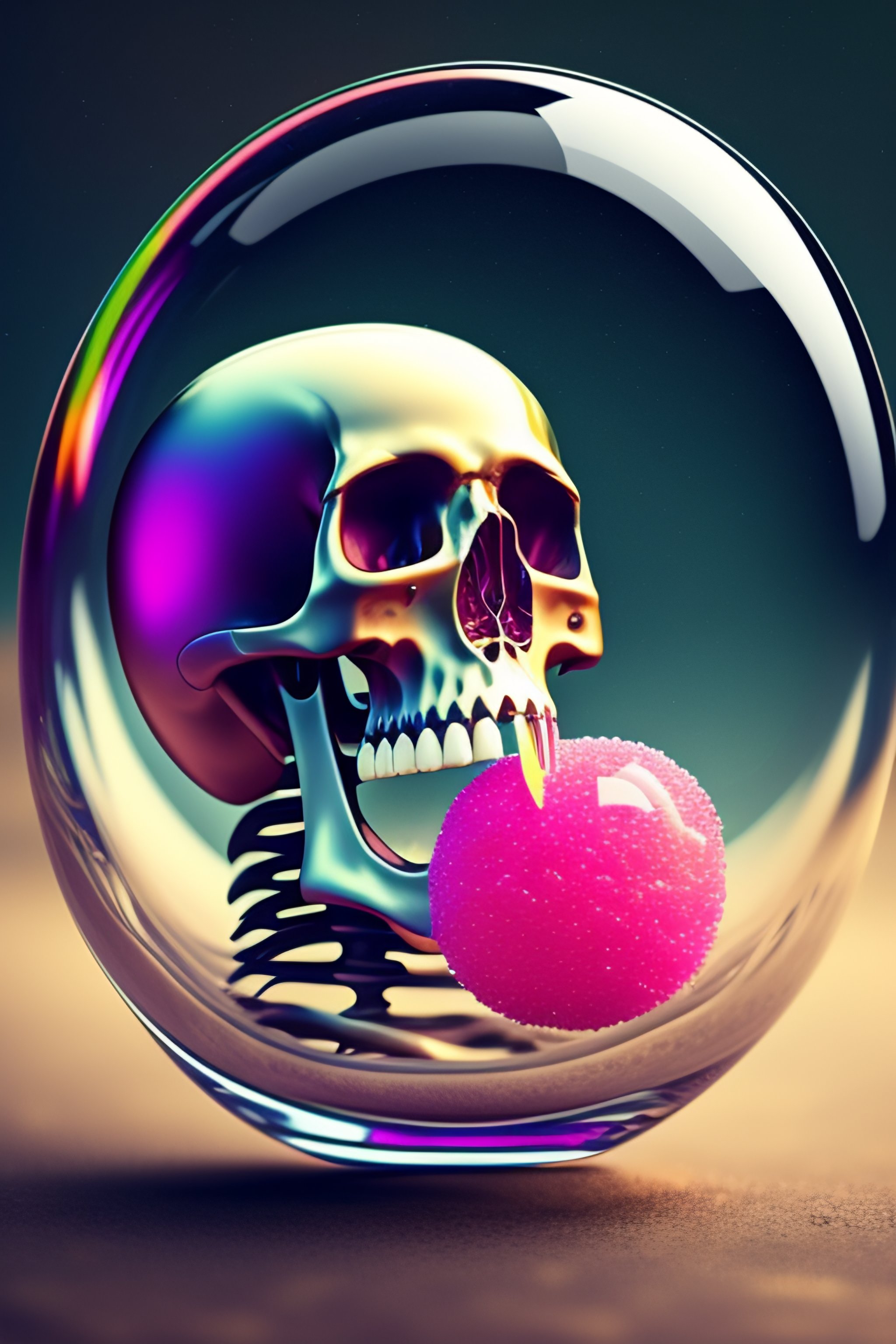 Lexica - Skeleton eating bubble gum