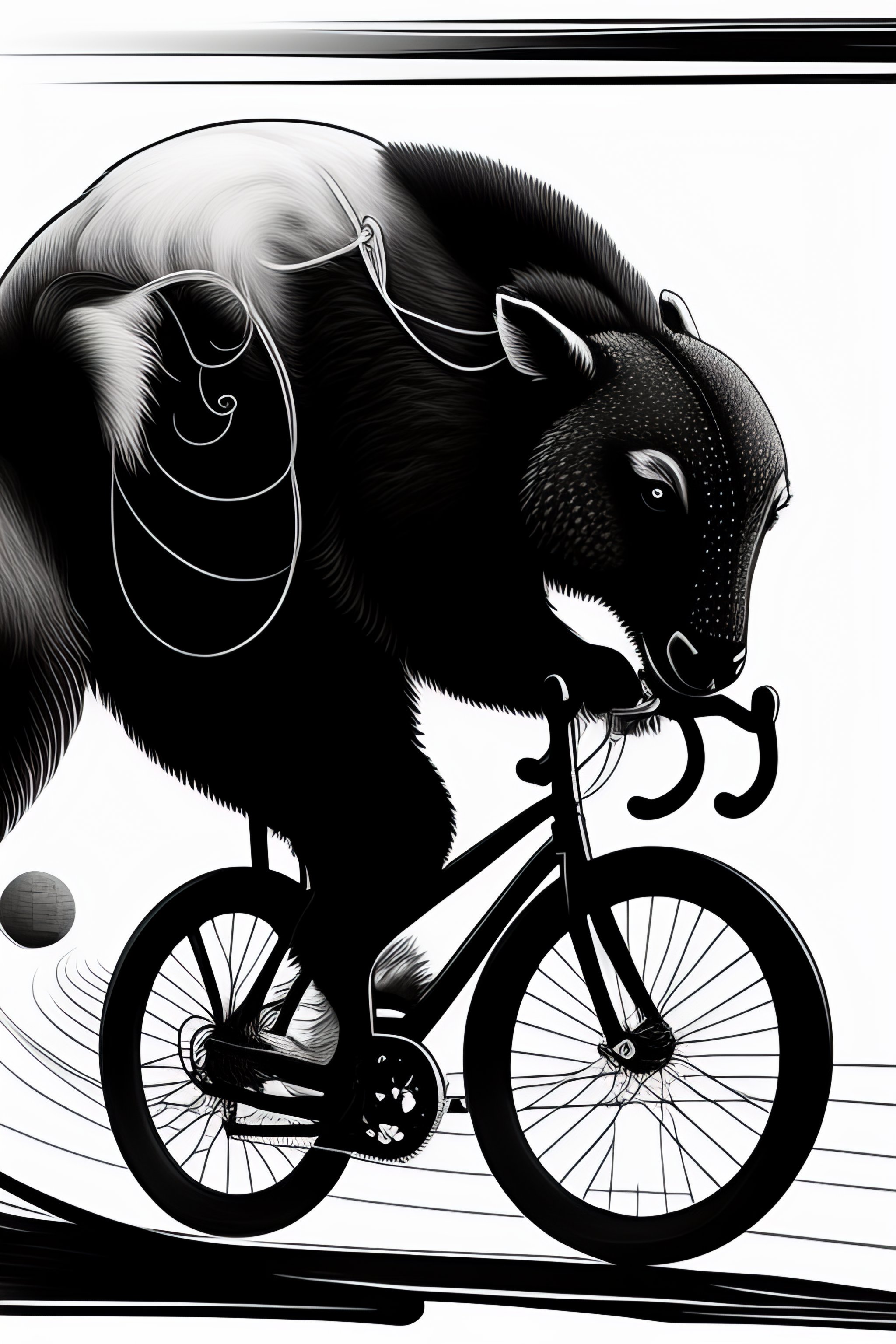 Lexica - Animal riding a bicycle. Illustration. Line Art. Kim Jung Gi ...
