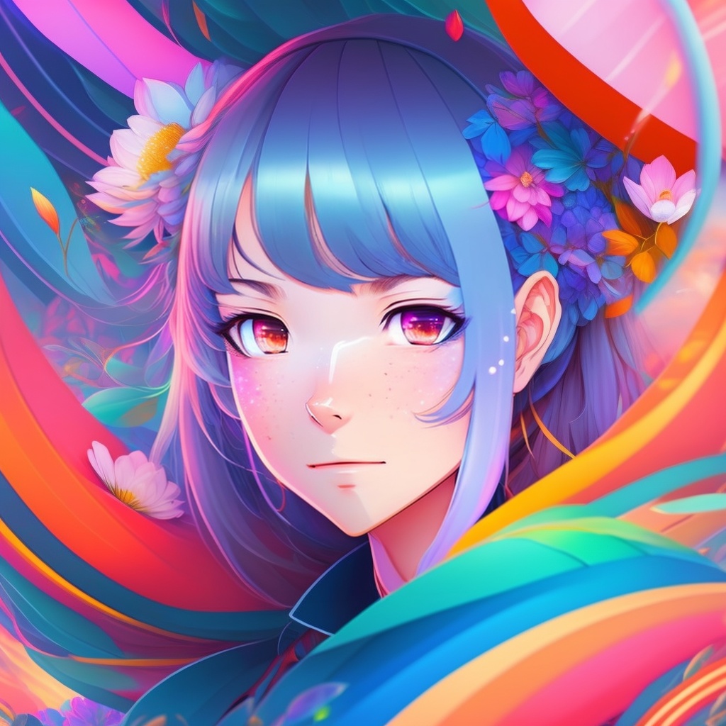 Lexica - Anime, a girl in a vibrant, colorful environment, with a ...