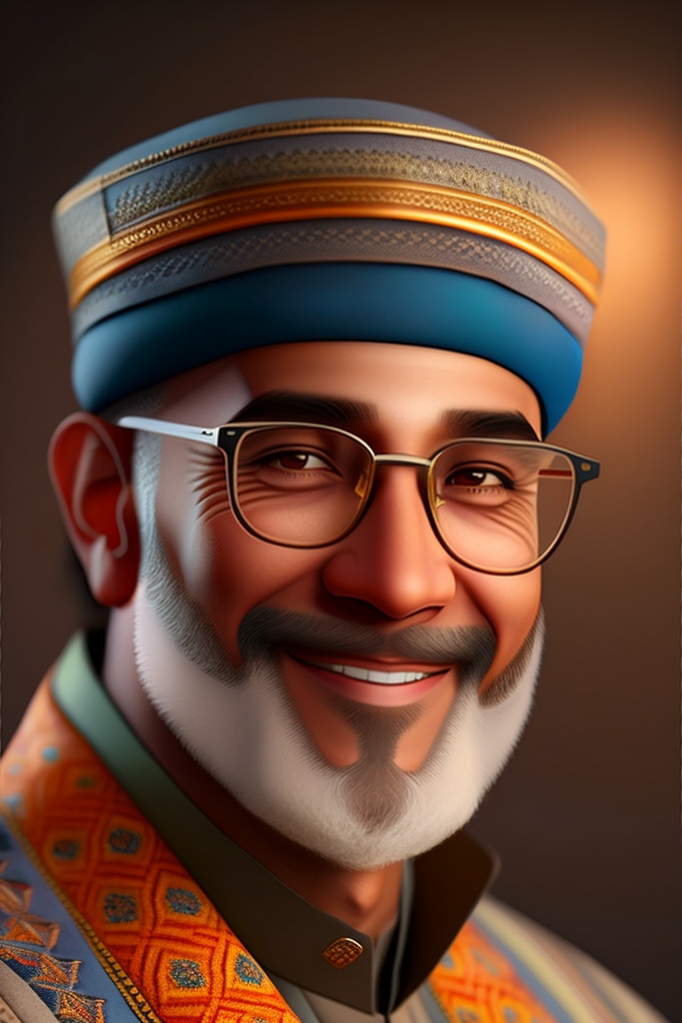Lexica - An image of a Muslim uncle with a friendly and kind expression ...