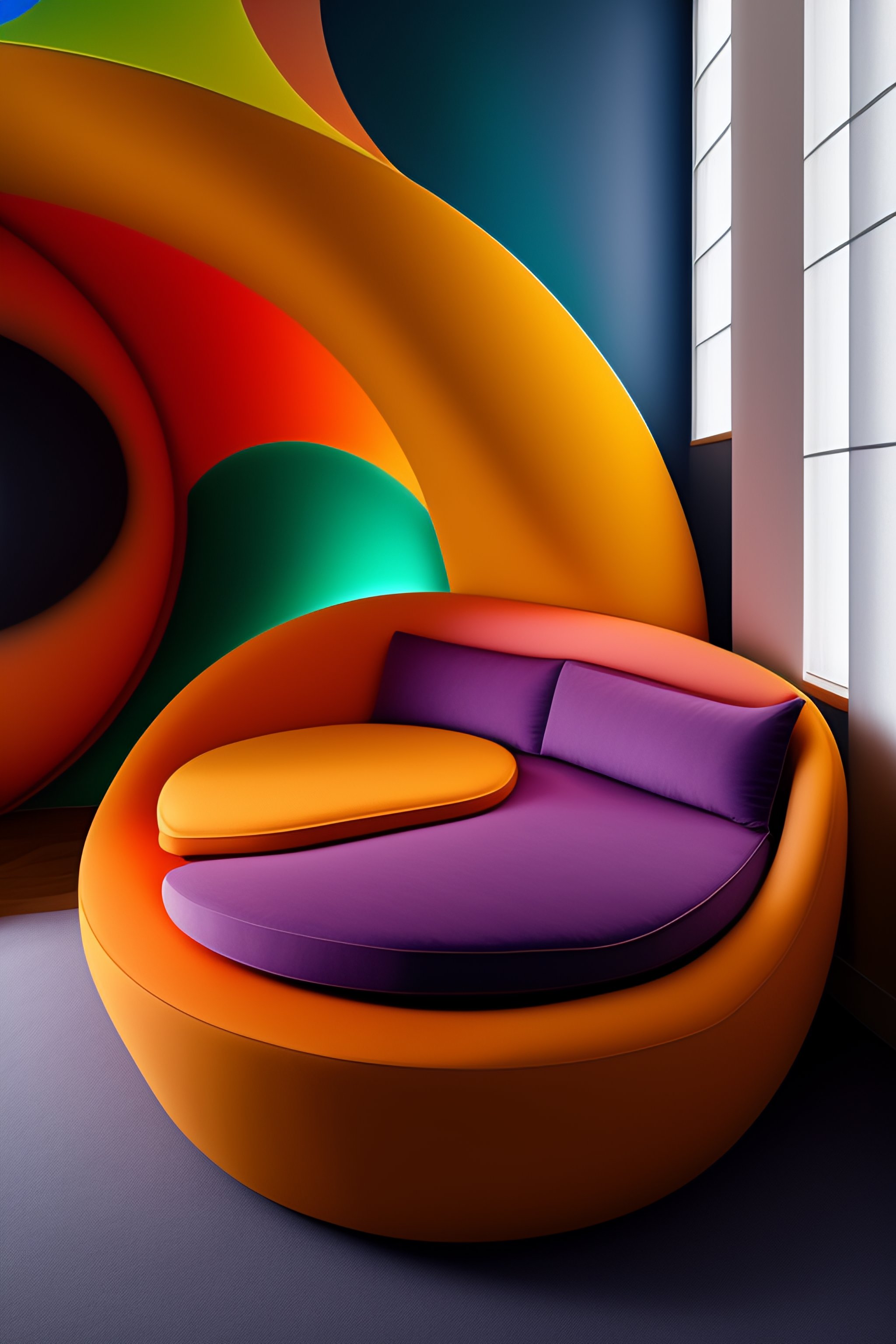 Lexica - Round sofa in ufo flying