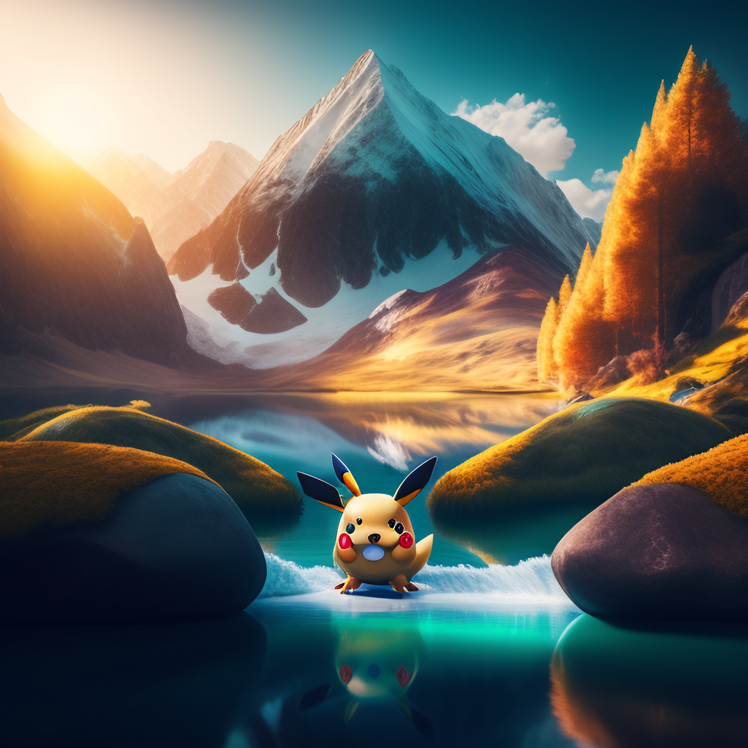 Lexica - Pokemon in the mountain photo, 4k hd photo, sharp photo ...