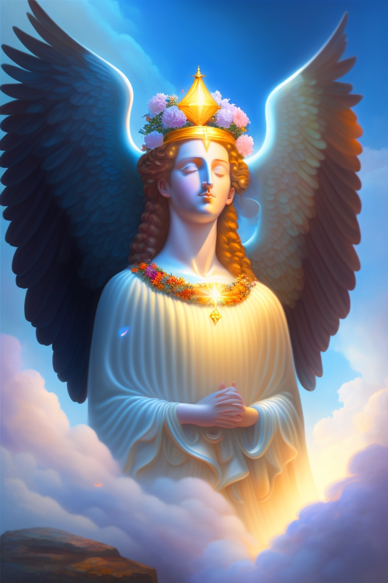 Lexica - Angel from the front, with angelic mantle, on top of the ...
